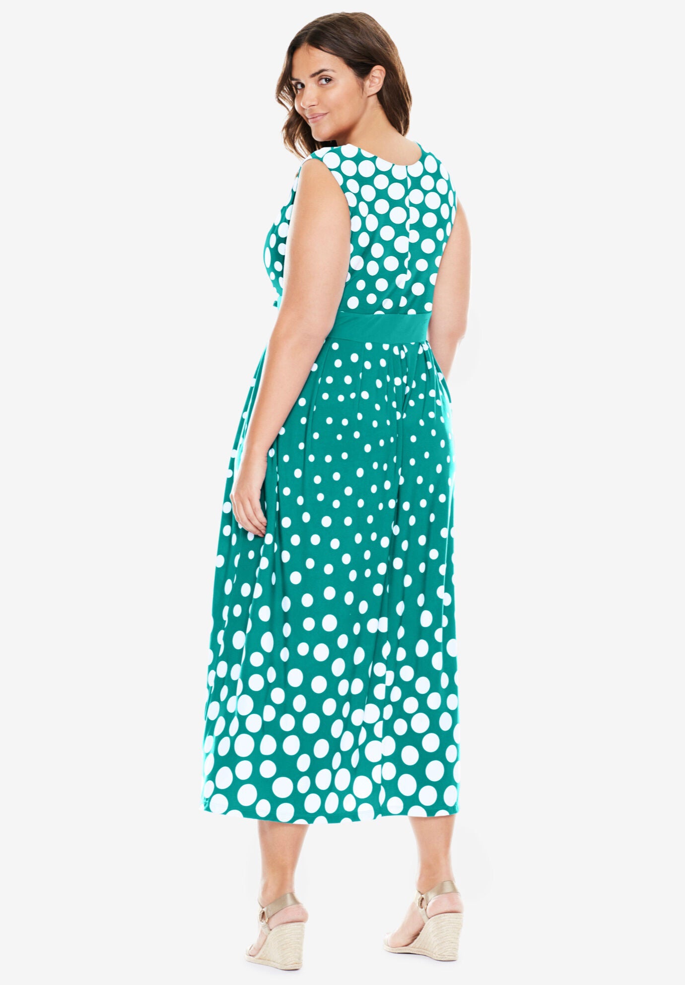 Plus Size Banded-Waist Maxi Dress, Plum Purple Ombre Dot | Woman Within