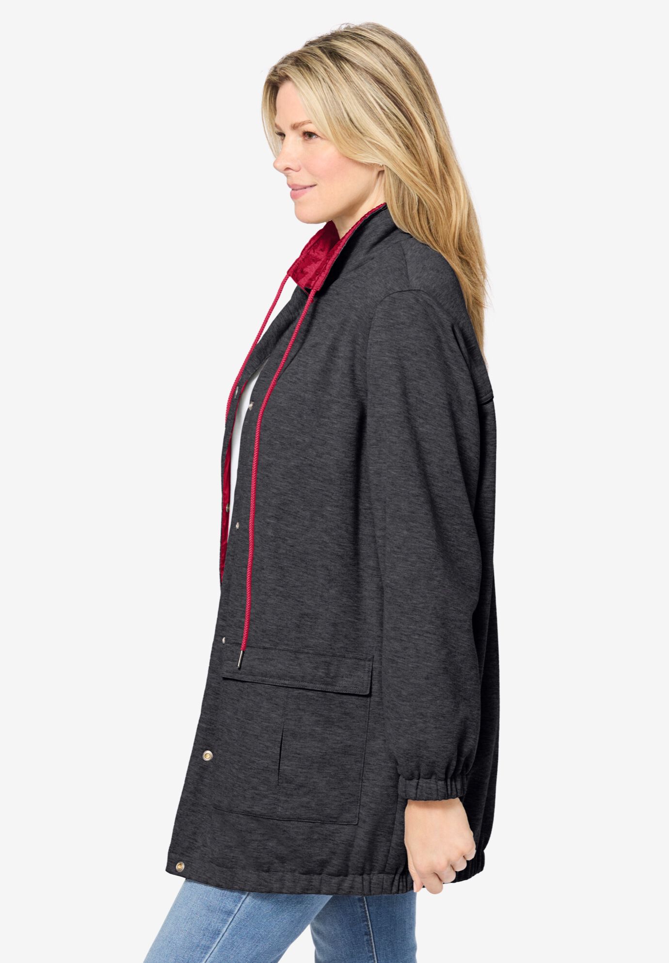 Reversible Fleece Nylon Jacket for Cold Weather, Classic Red Heather ...