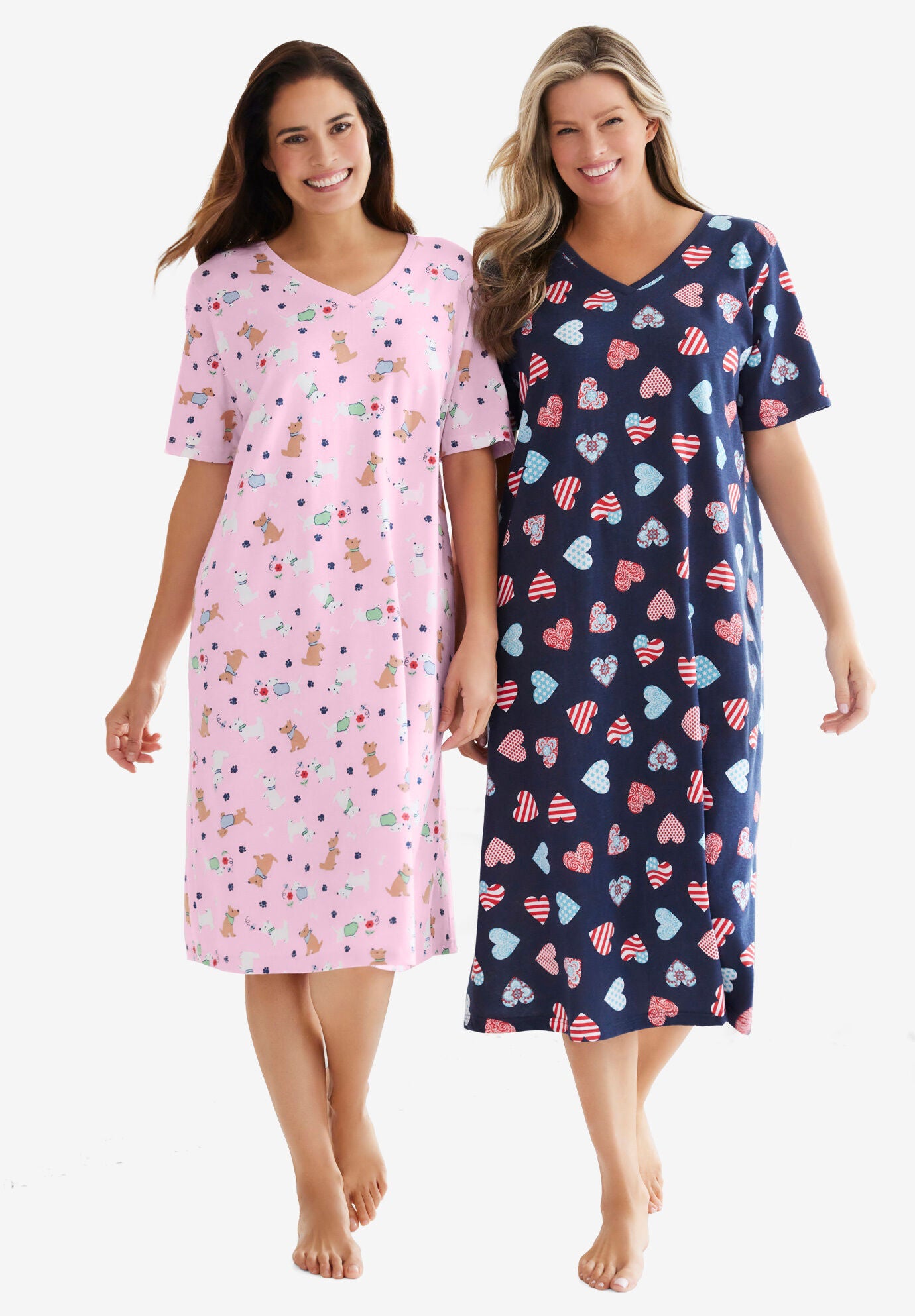 Cotton A-Line Print Sleepshirt, Soft Iris Butterflies | Woman Within