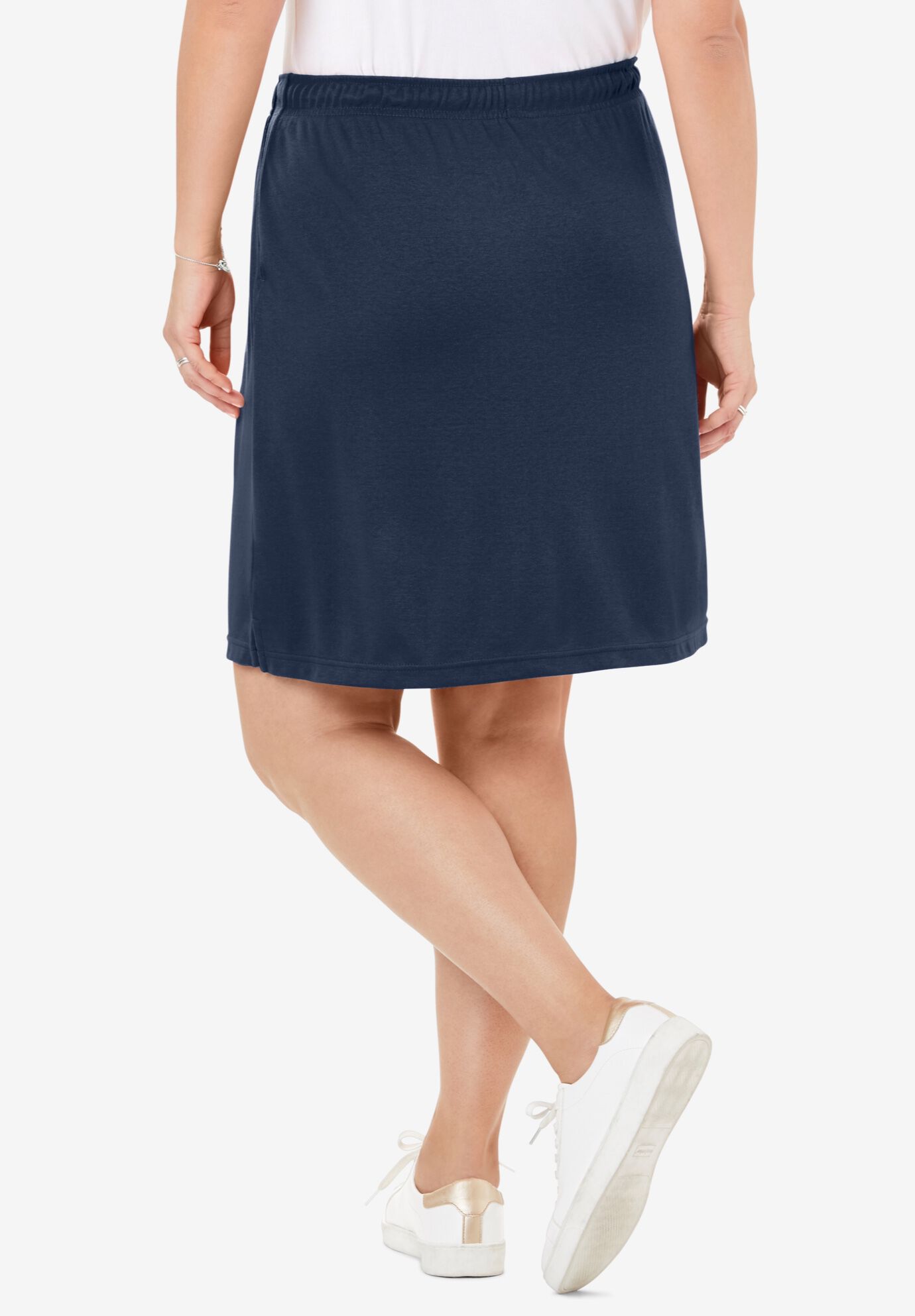 Sport Knit Skort - Casual Elastic Waist Skirt, Navy | Woman Within