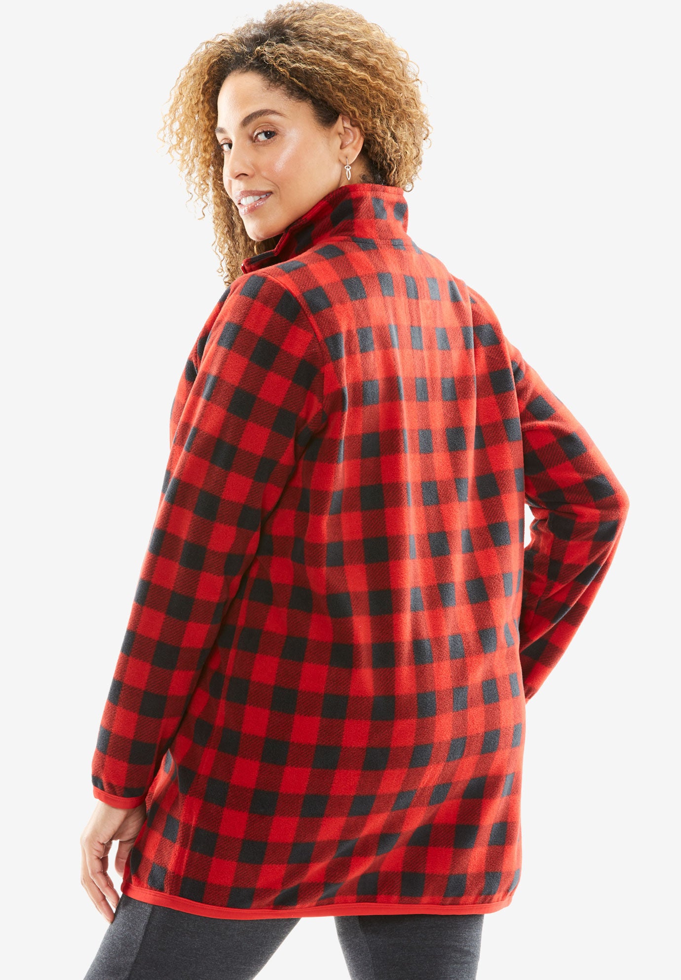 Microfleece Zip-Front Jacket for Layering, Black | Woman Within