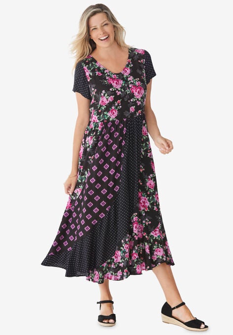 MIXED PRINT maxi dress | Woman Within