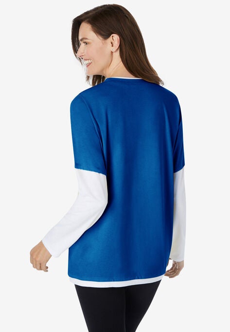 Layered-Look Crewneck Tee | Woman Within