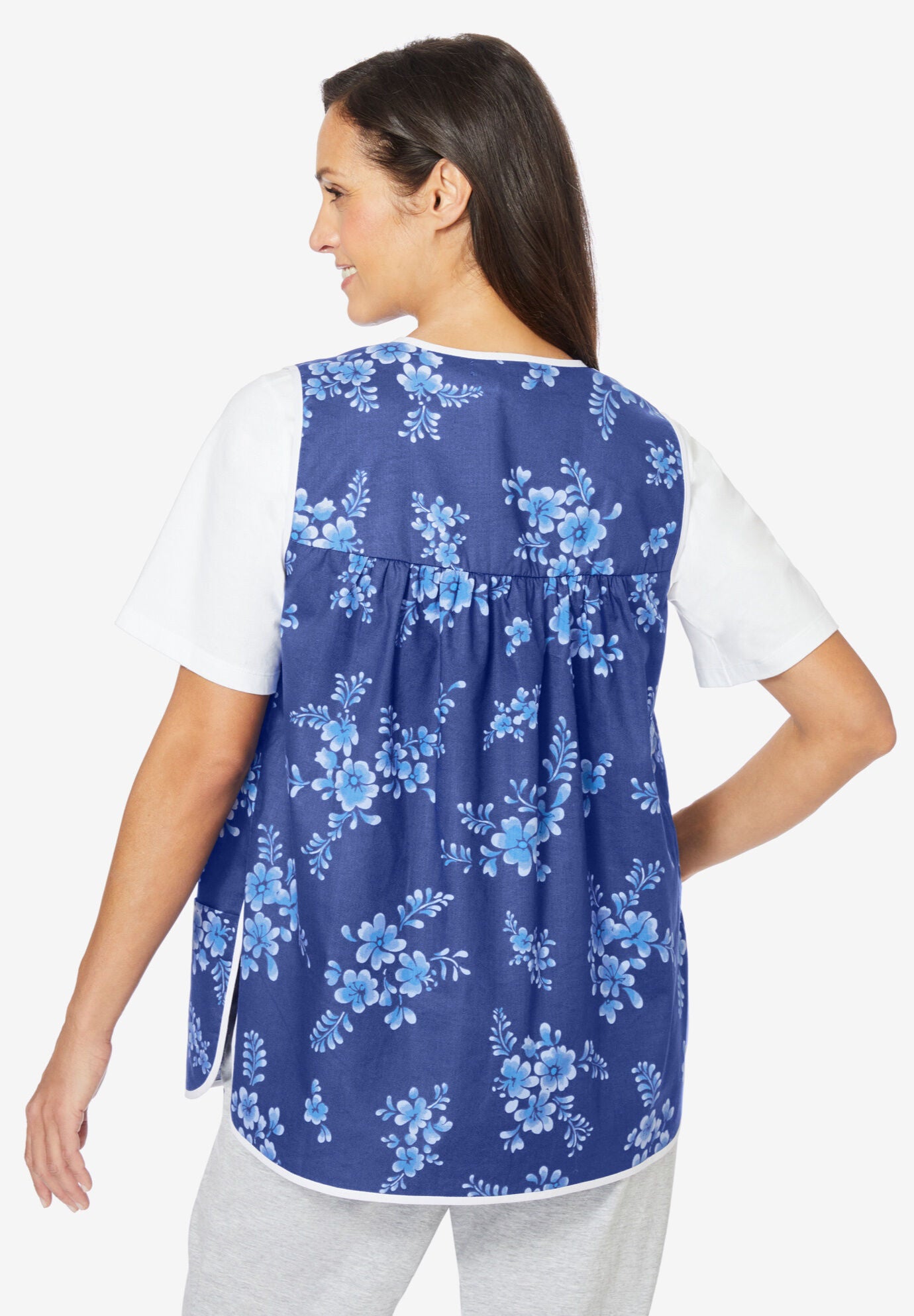 Snap-Front Apron with Pockets - 28" Length, Black Dot | Woman Within