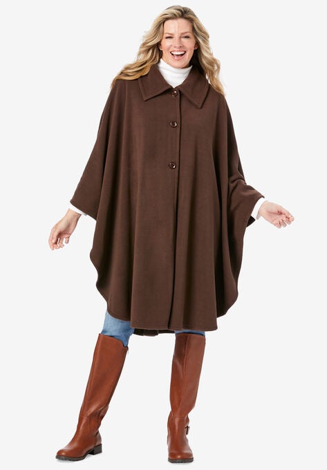Button-Front Fleece Cape | Woman Within