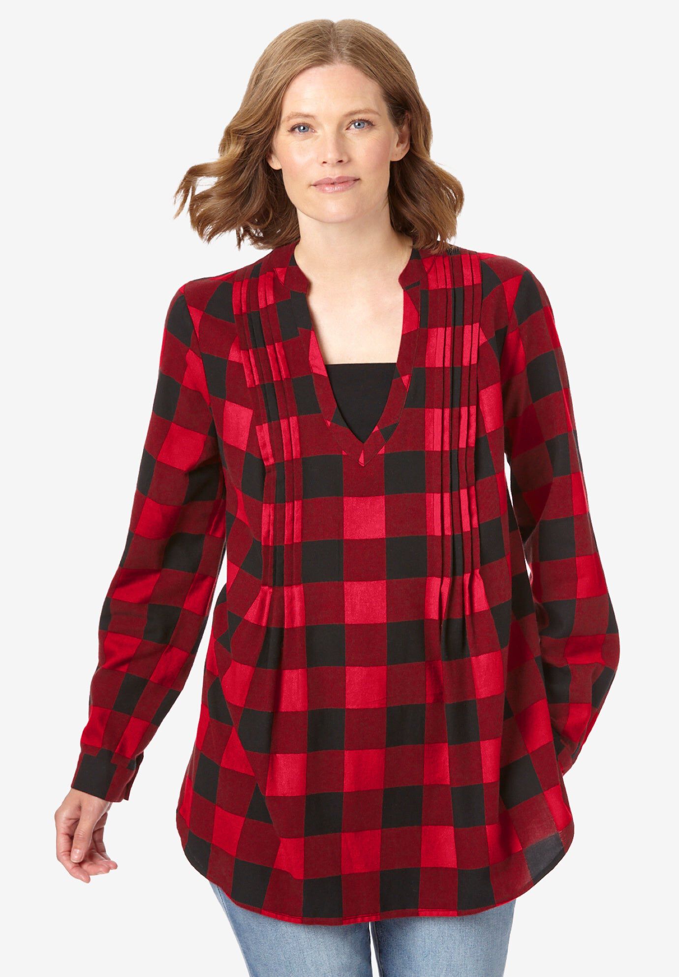 Flannel Tunic With Layered Look | Woman Within