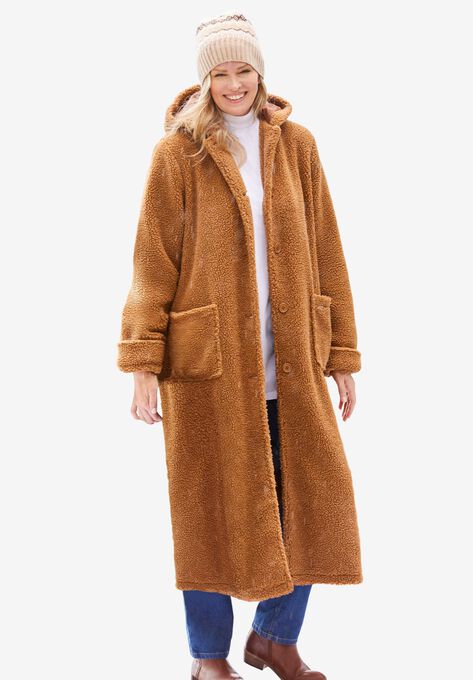 Long Hooded Berber Fleece Coat | Woman Within