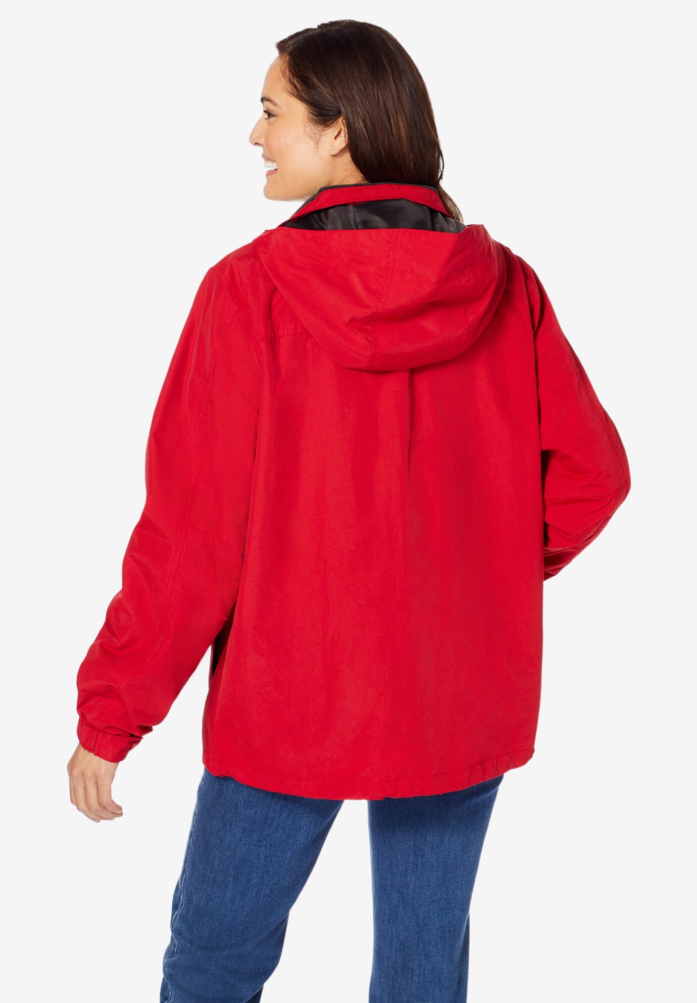 Fleece-Lined Taslon® Jacket for All Seasons, Black | Woman Within
