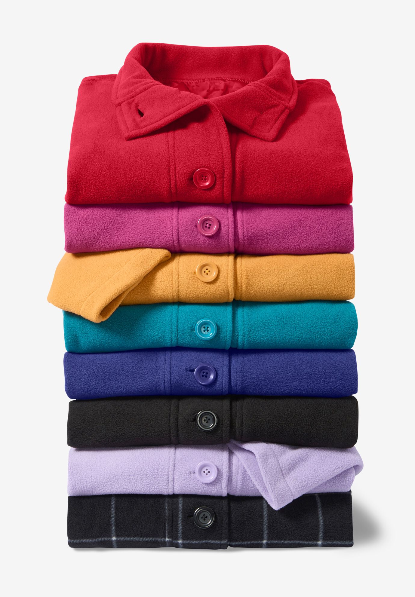 Fleece Funnel-Neck Swing Coat - Cozy Women's Jacket, Classic Red ...