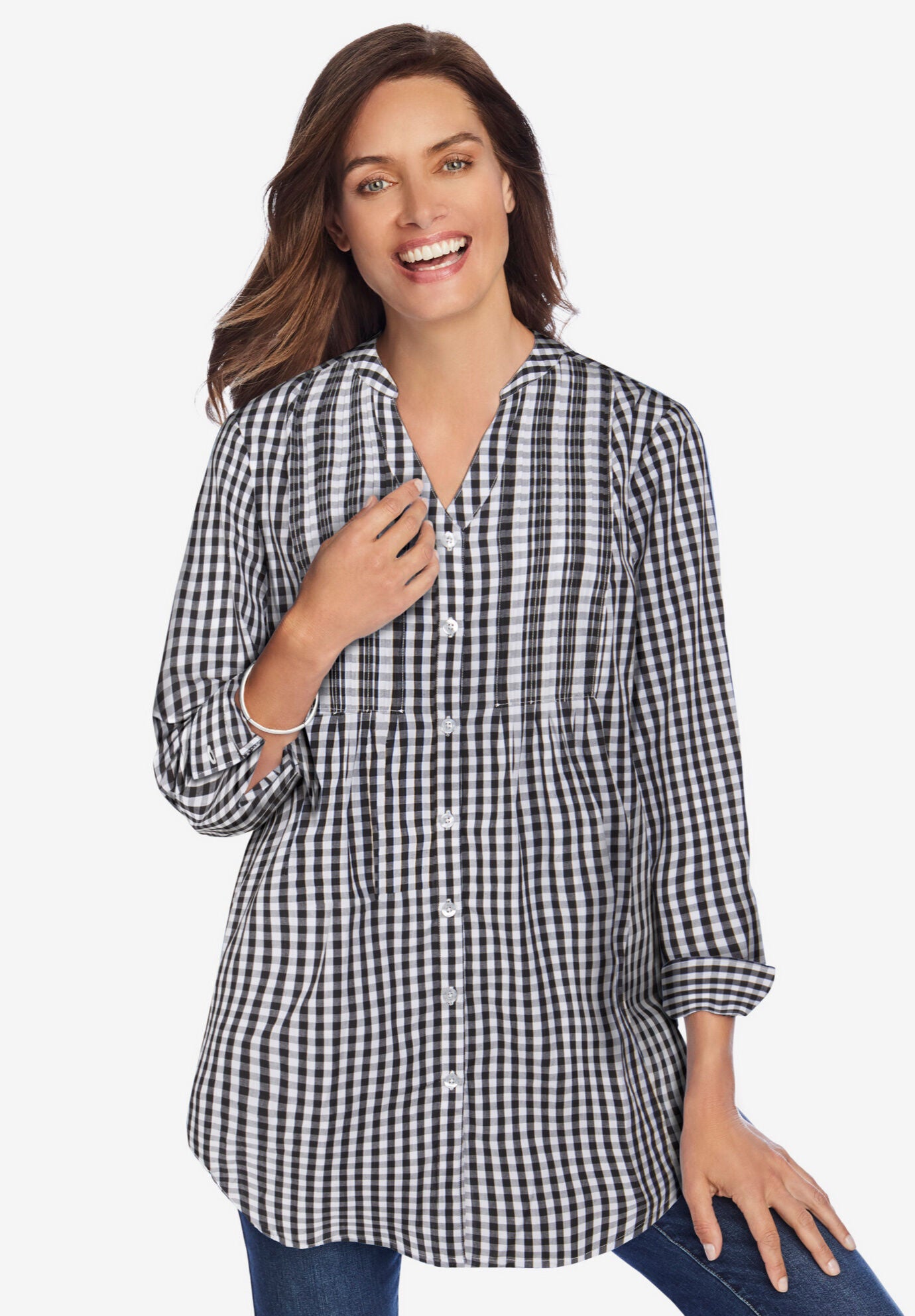Wrinkle-Resistant Perfect Pintuck Tunic, White | Woman Within