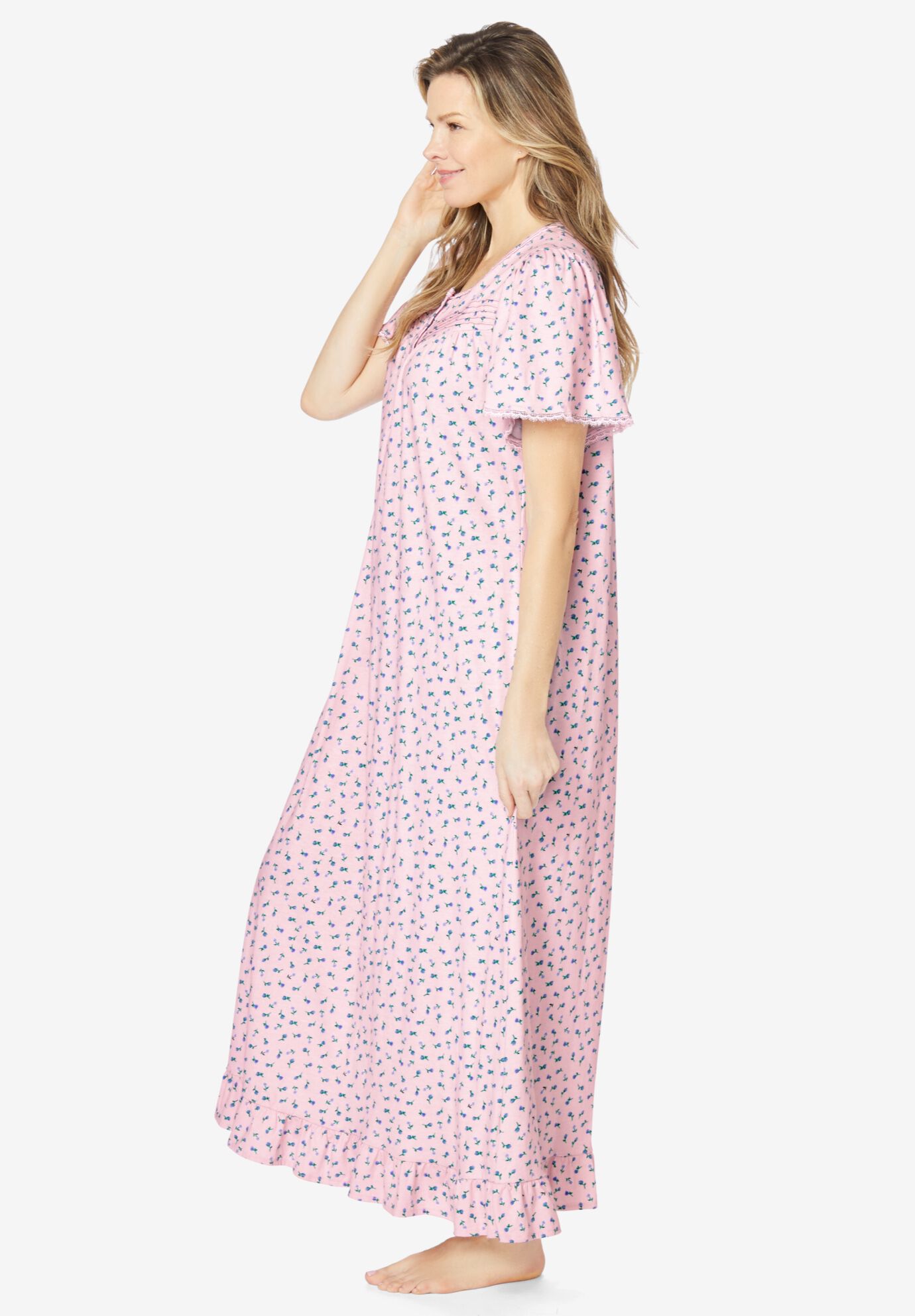 Long Floral Print Cotton Gown | Woman Within