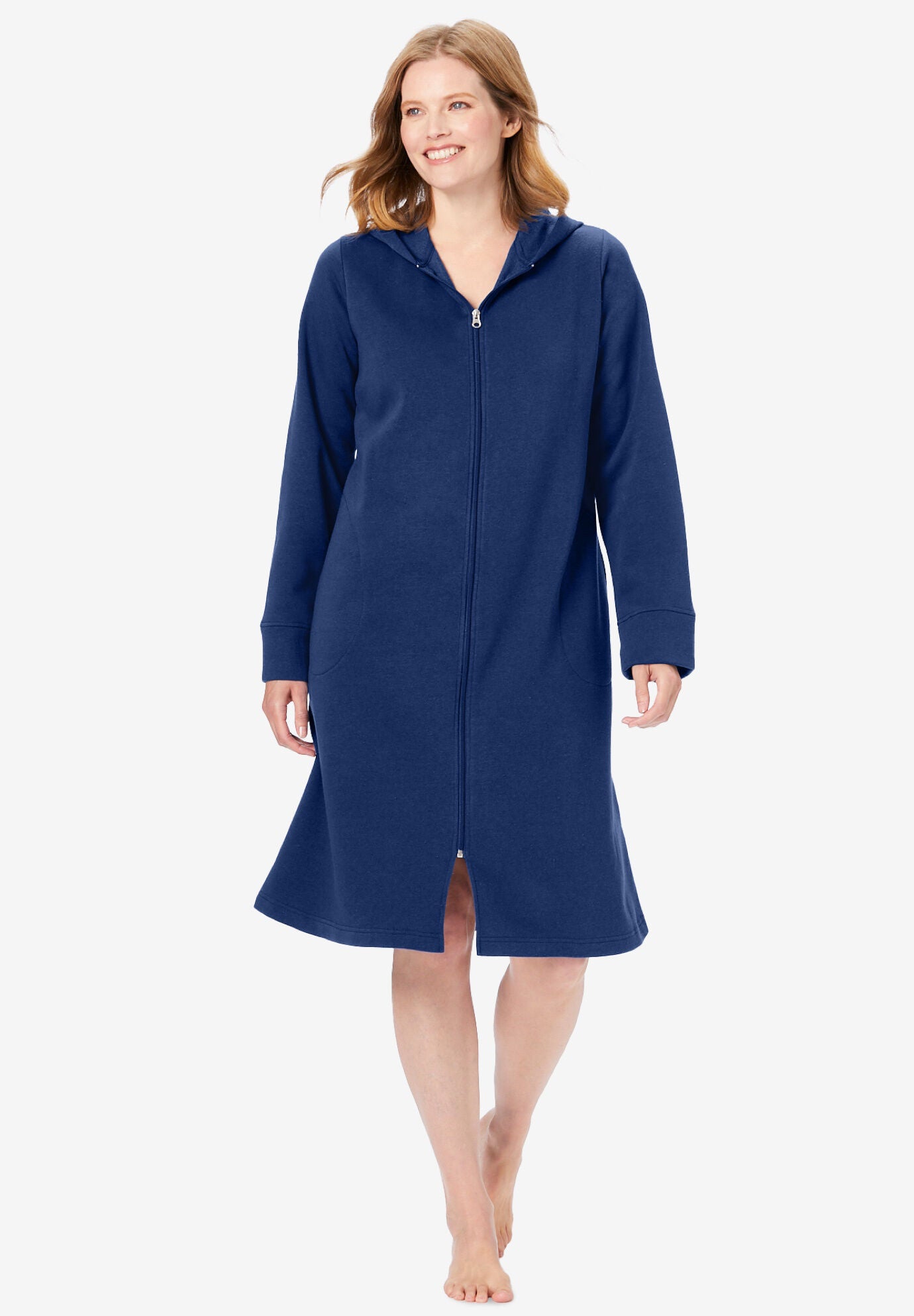 Short Hooded Sweatshirt Robe | Woman Within