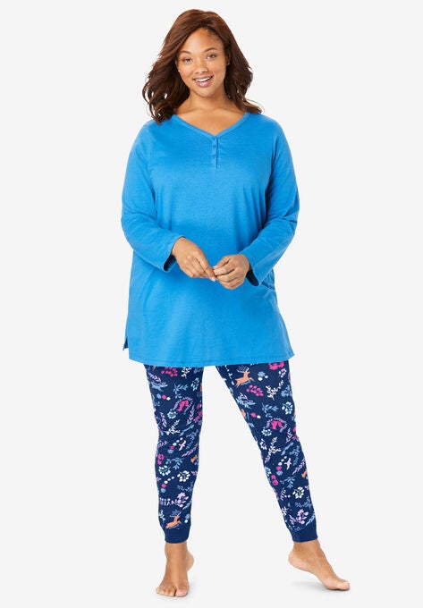 Henley Tunic & Jogger PJ Set| Plus Size Pajama Sets | Woman Within