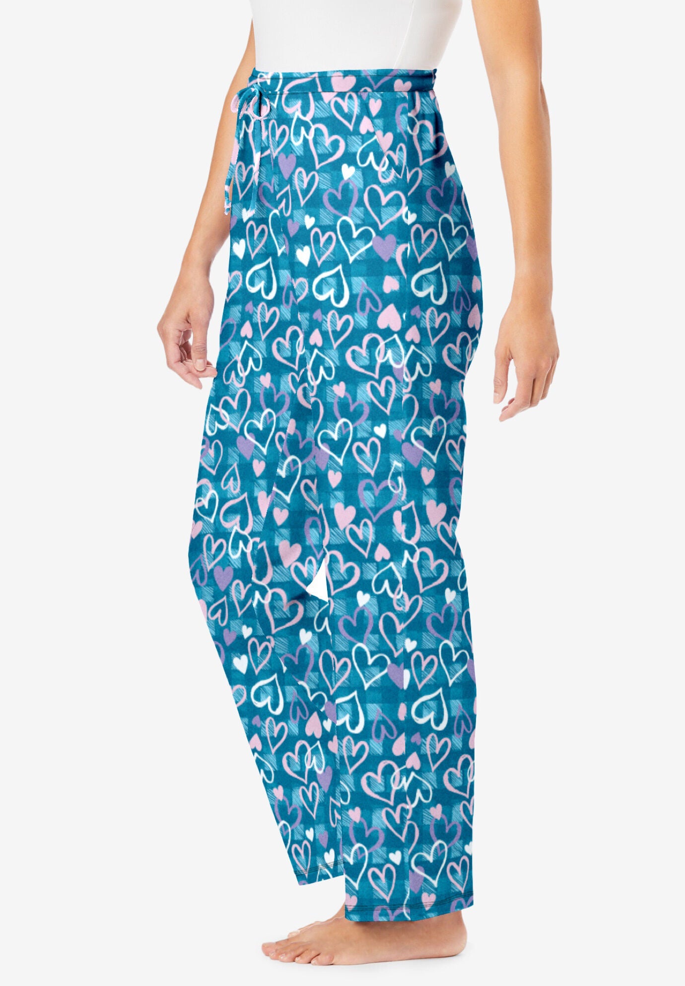 Knit Sleep Pant with Relaxed Leg and Drawstring, Plum Burst Daisy ...