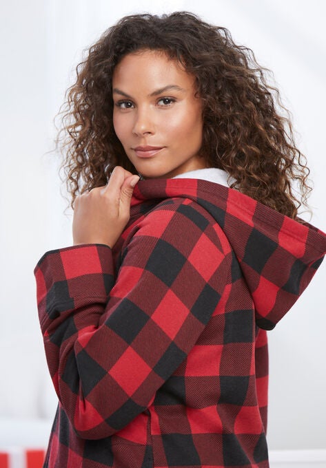 Long Hooded Fleece Sweatshirt Robe | Woman Within
