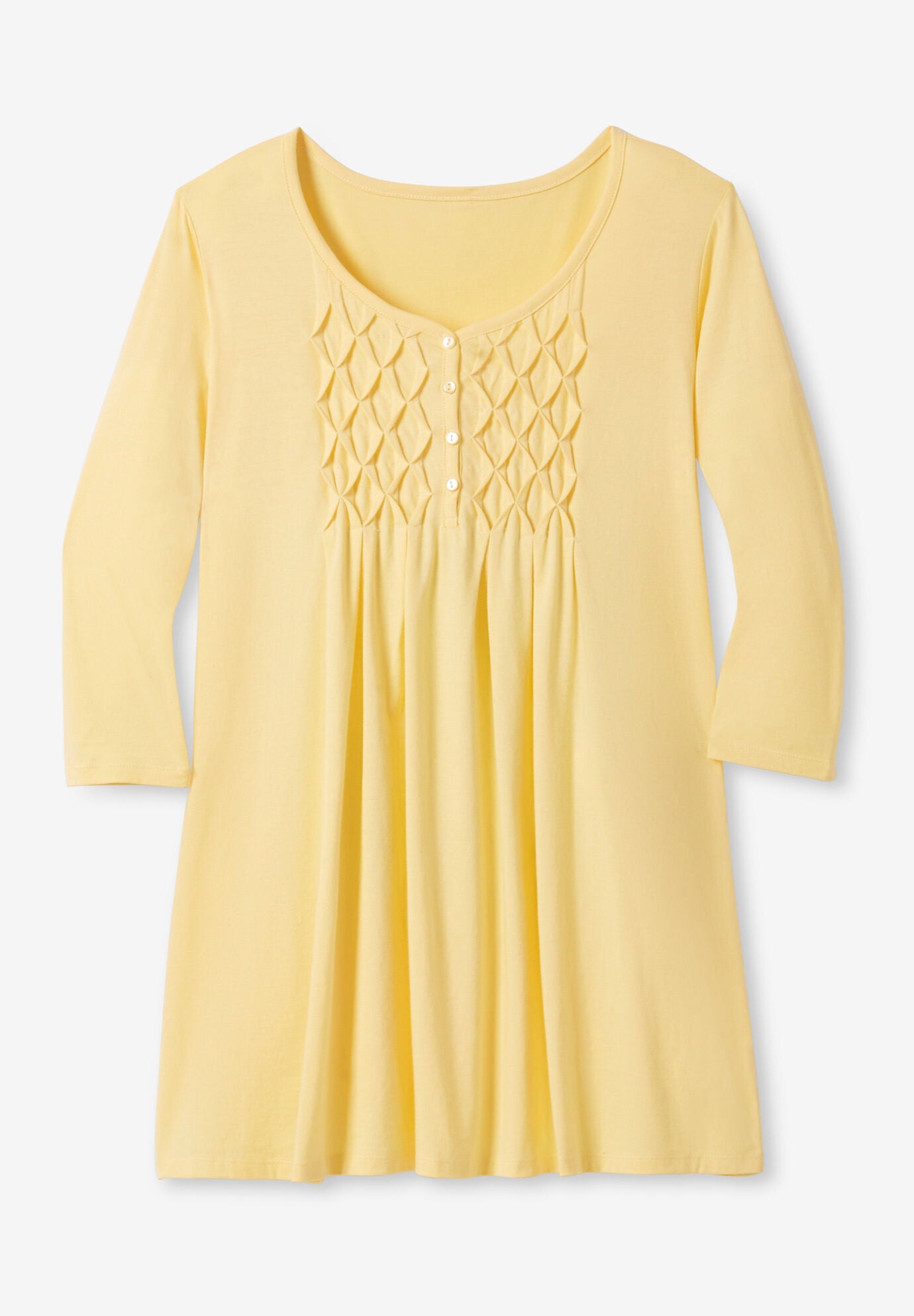 Smocked Henley Trapeze Tunic | Woman Within
