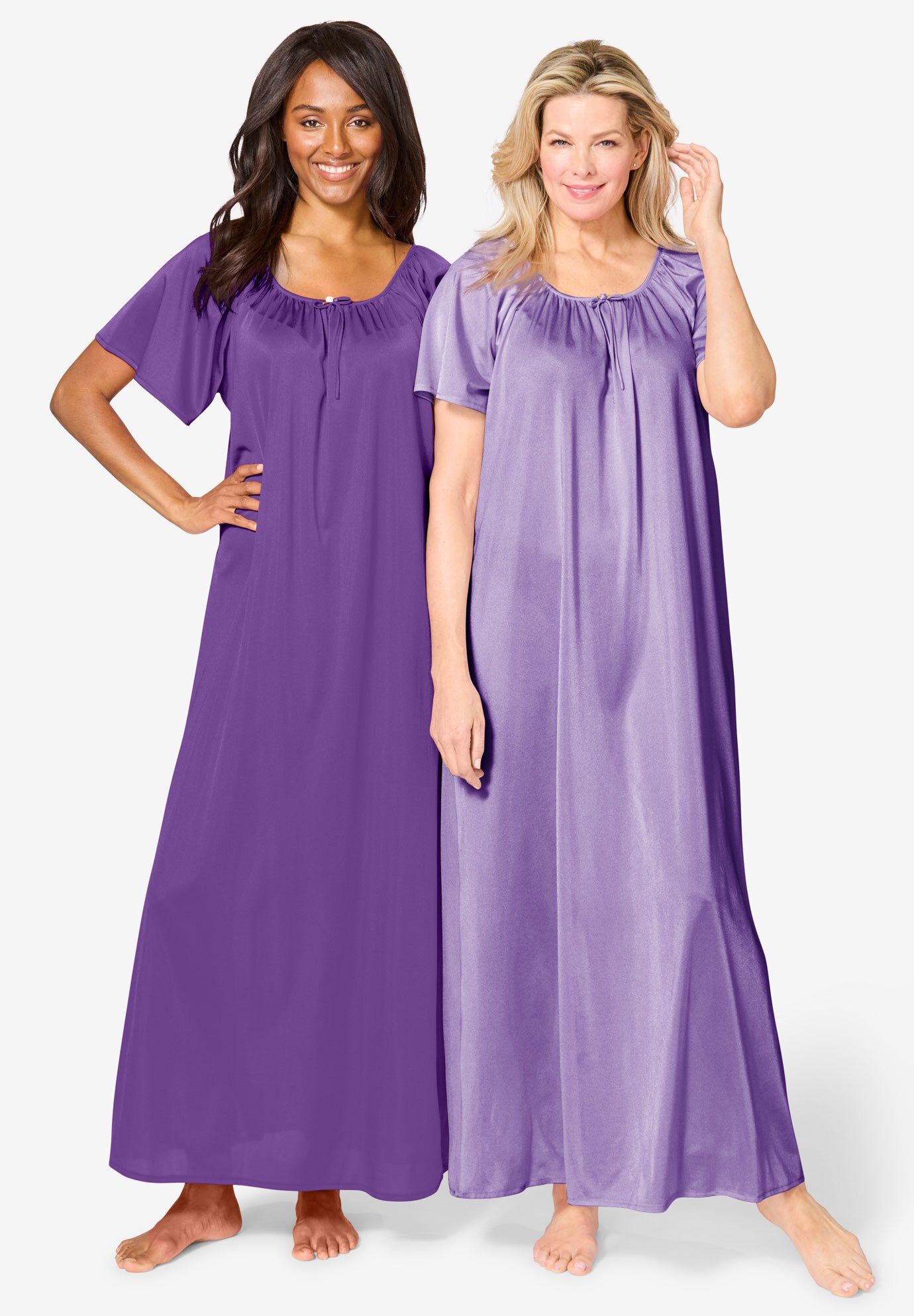 Silky Long Gown 2-Pack - Feminine Nightwear, Ultra Blue French Blue ...
