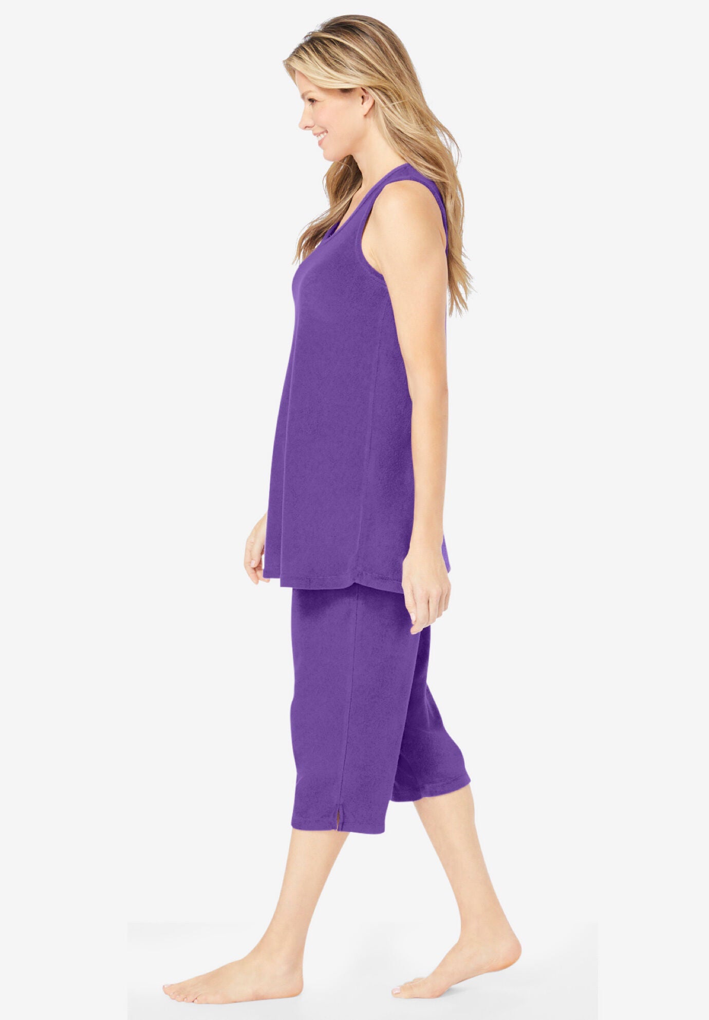 Terry Tank & Capri Sleep Set for Women, Ultra Blue Tie Dye Stripe ...