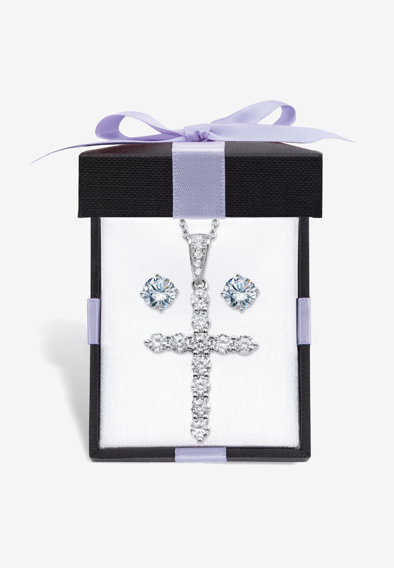 Sterling Silver Religious Pendant with Cubic Zirconia, Cubic Zirconia ...