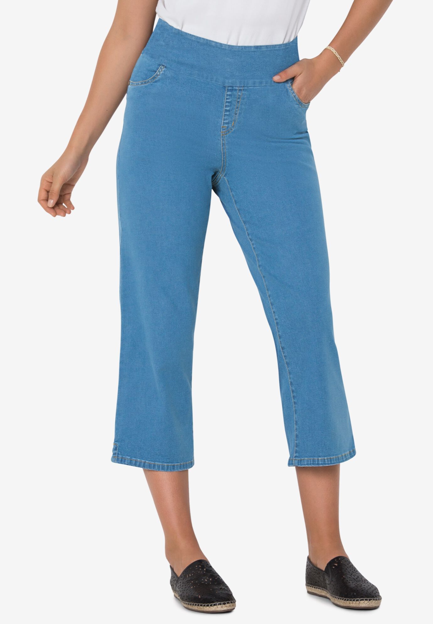 Smooth Waist Capri Jean with Stretch, 4294946 | Woman Within