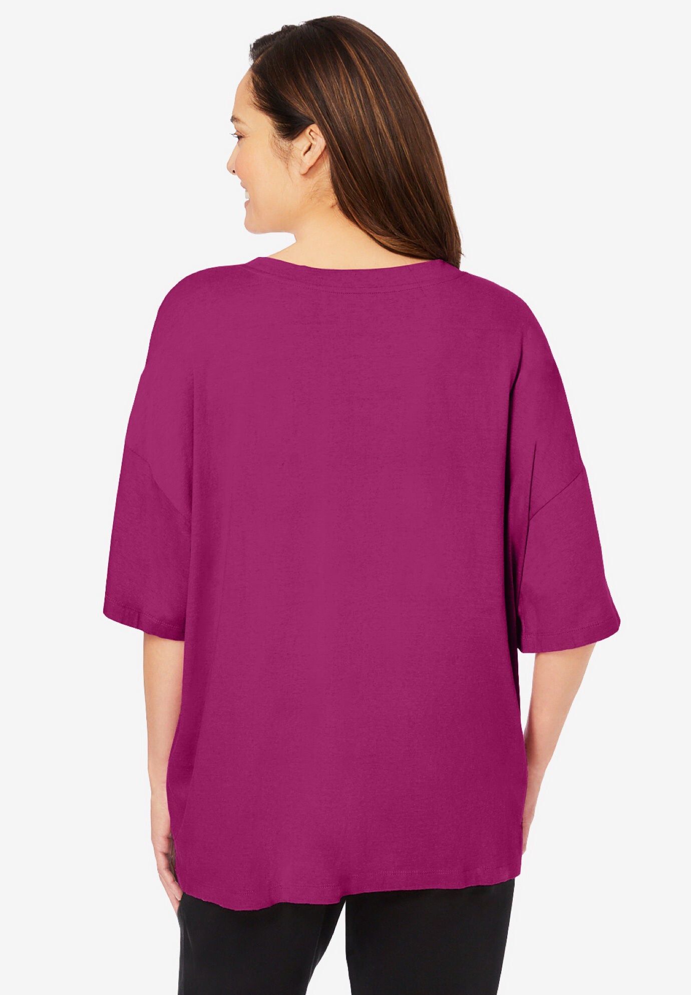 Women's Relaxed Tee – Breezy Fit, Dropped Shoulders, Black Multi ...