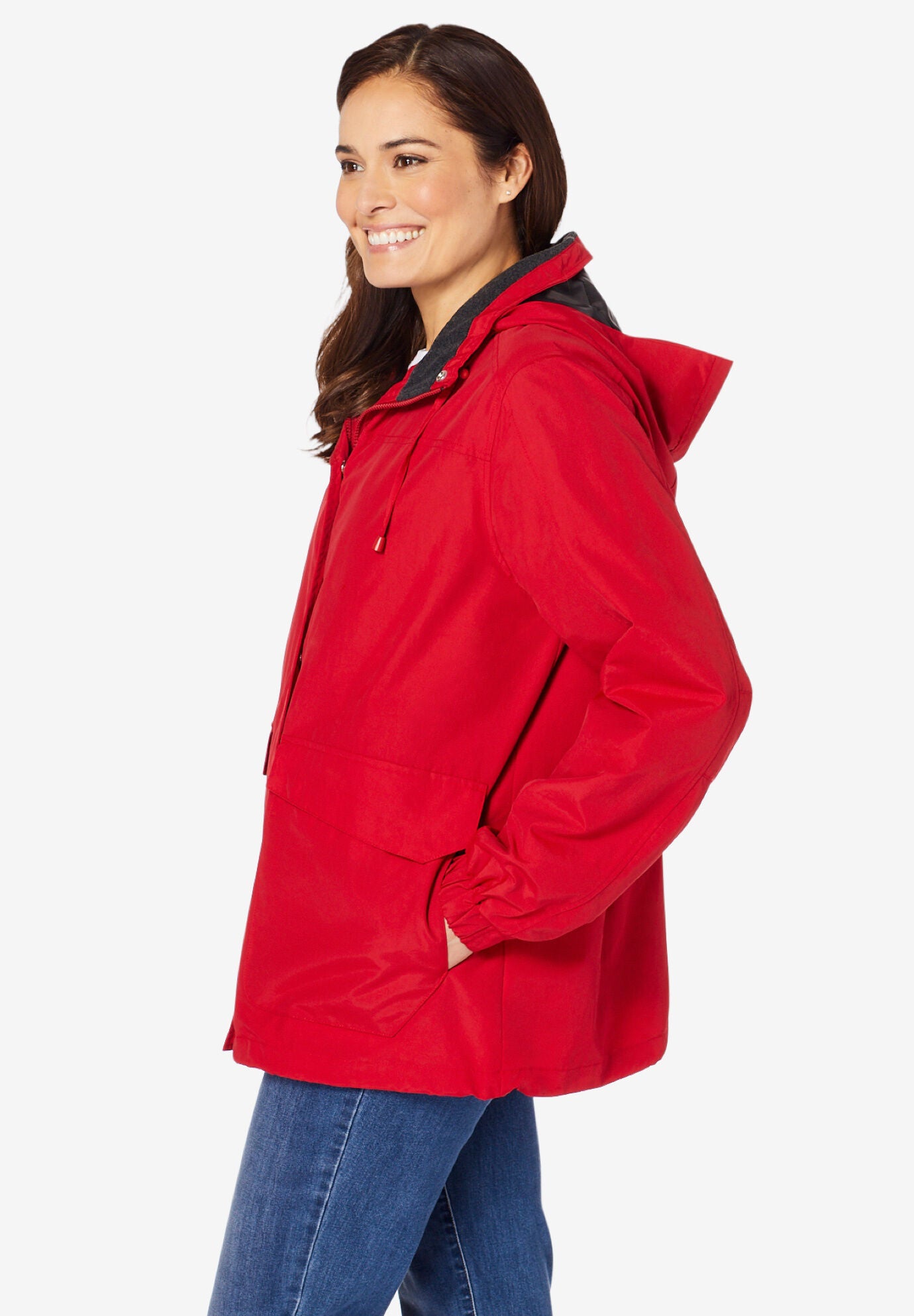 Fleece-Lined Taslon® Jacket for All Seasons, Classic Red | Woman Within