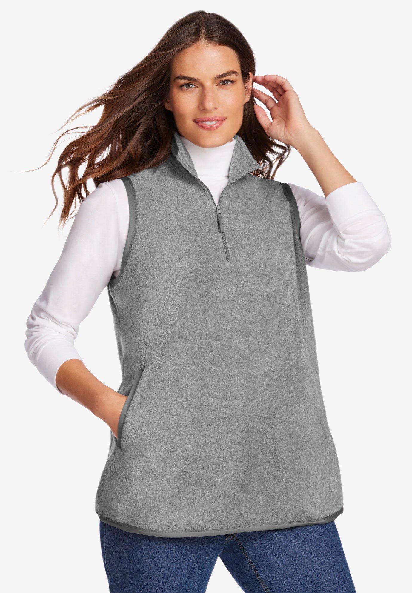 Quarter-Zip Microfleece Vest | Woman Within