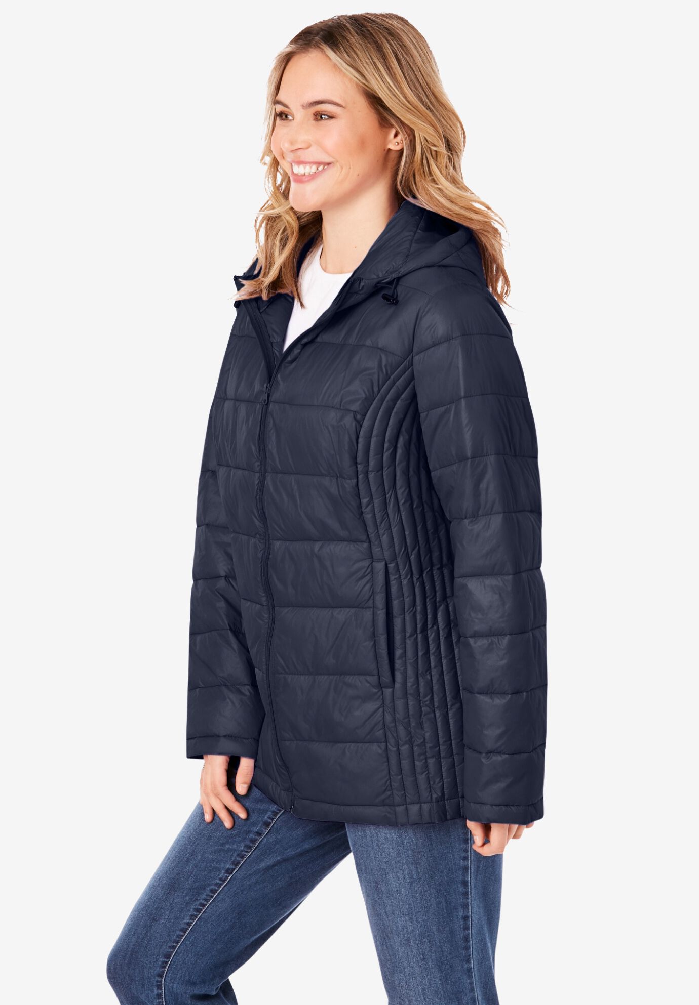 Packable Puffer Jacket - Lightweight Travel Outerwear, Black | Woman Within