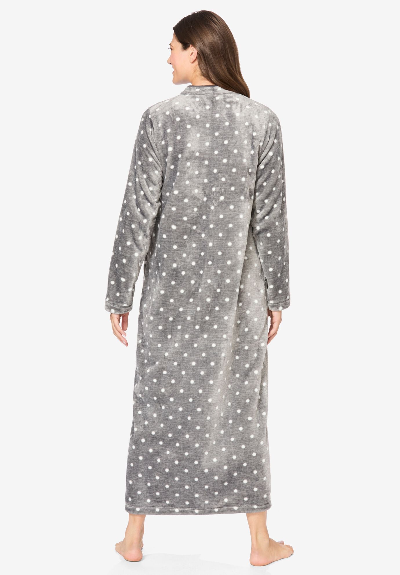 Cozy Microfleece Robe with Pockets, Black | Woman Within