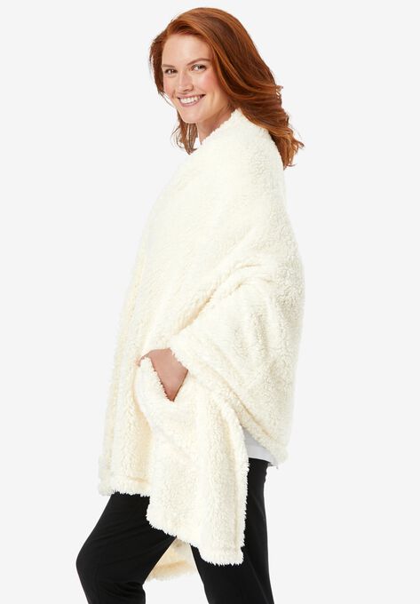 Drape-Over Sherpa Wrap | Woman Within
