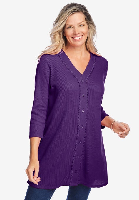 Thermal Button-Front Tunic | Woman Within