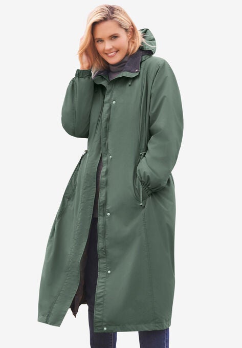 Long Hooded Taslon® Jacket | Woman Within