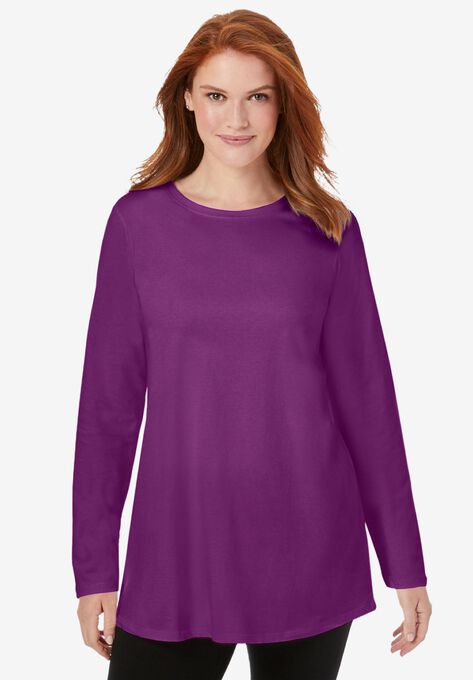 Perfect Long-Sleeve Crewneck Tunic | Woman Within