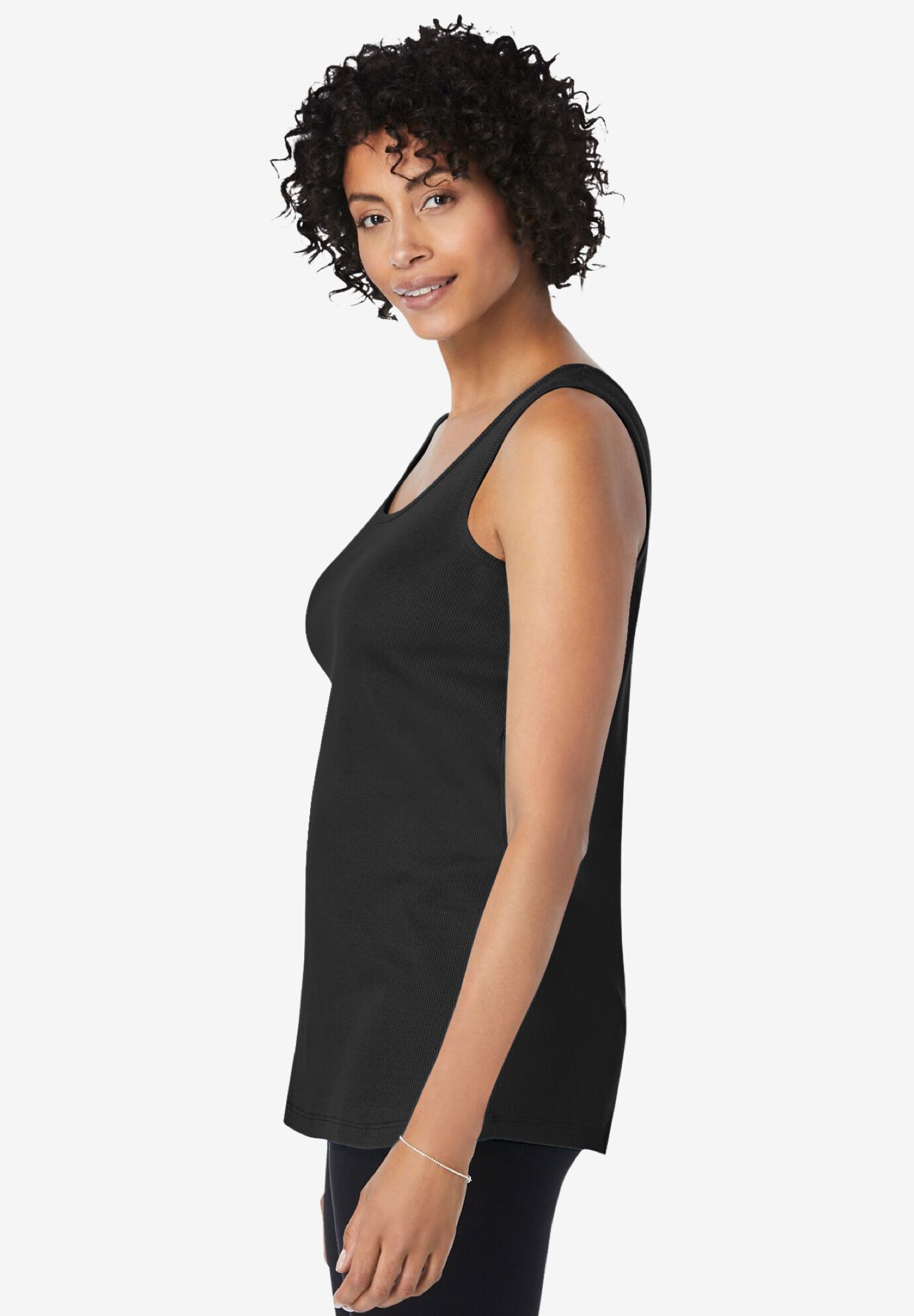 Rib Knit Tank for Women - Perfect Layering Piece, Black | Woman Within