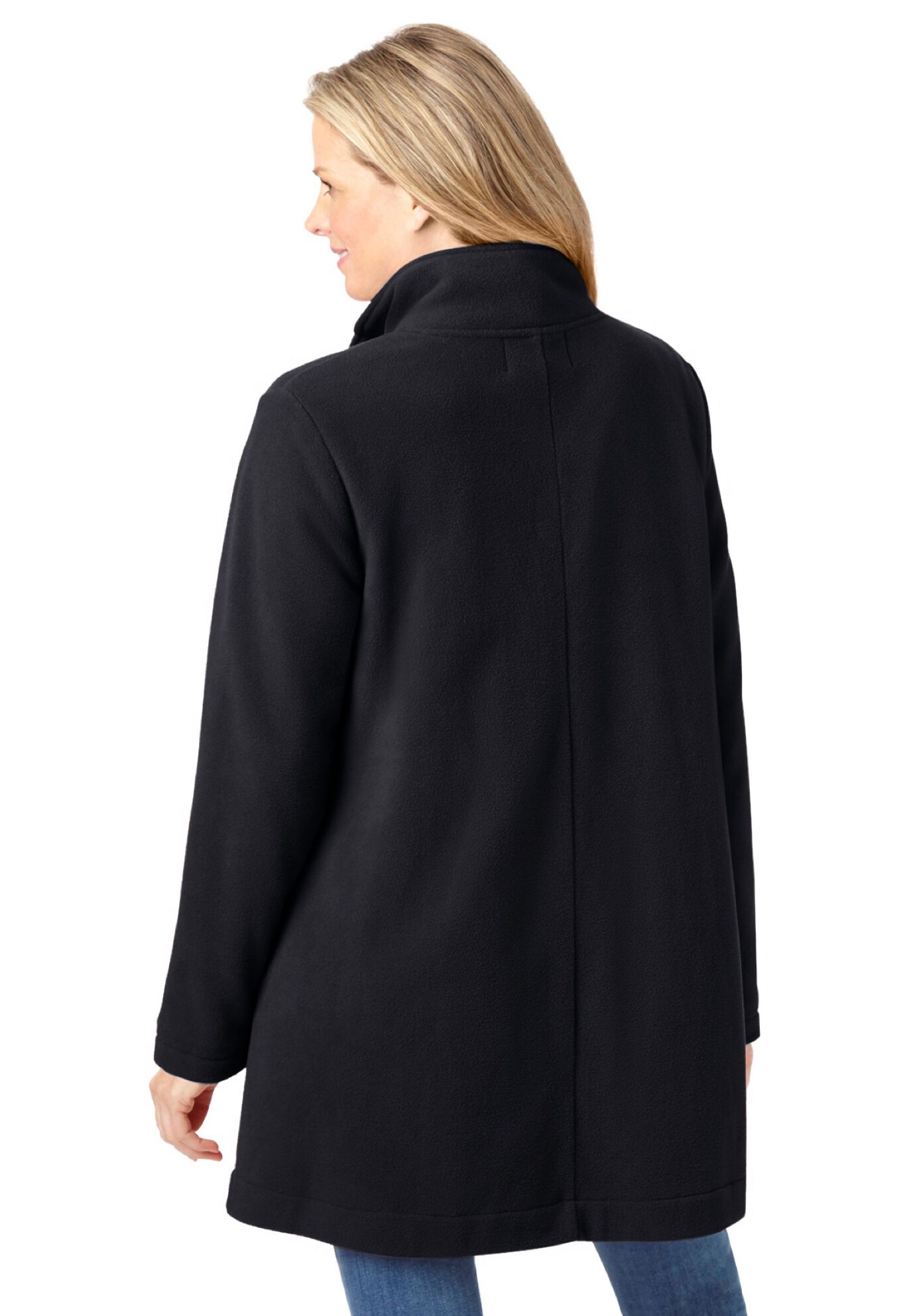 Fleece Swing Funnel-Neck Coat | Woman Within