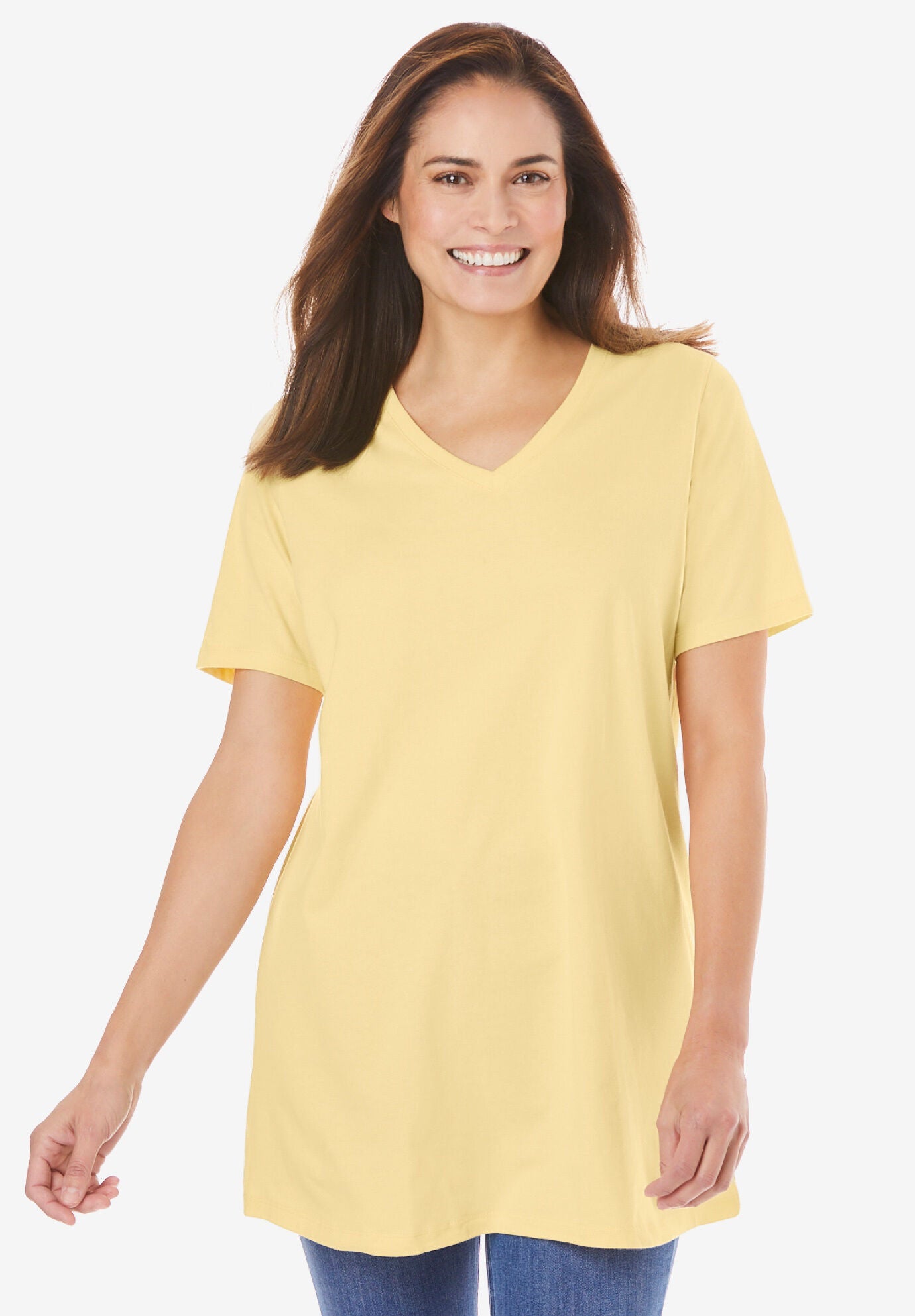 Perfect Short-Sleeve V-Neck Tunic | Woman Within