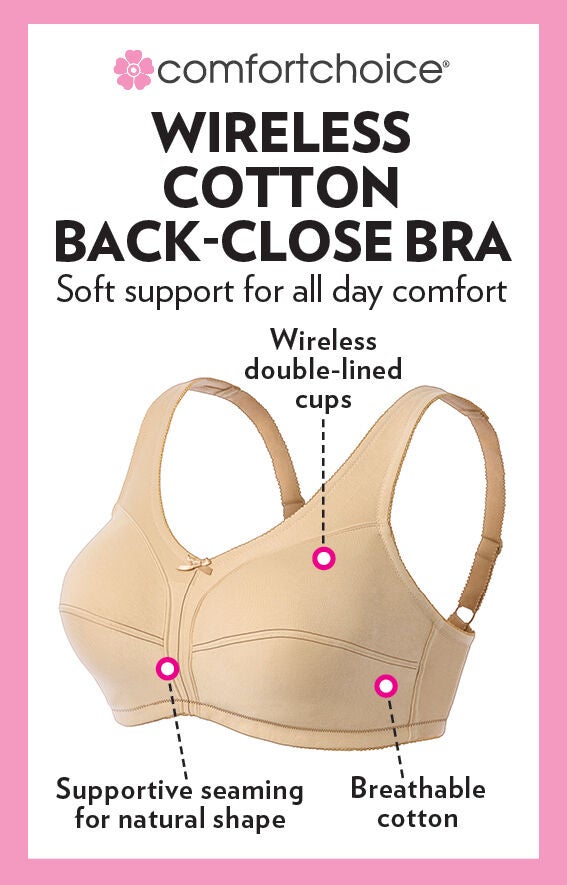 Cotton Wireless Bra Light Lift Full Coverage, White | Woman Within