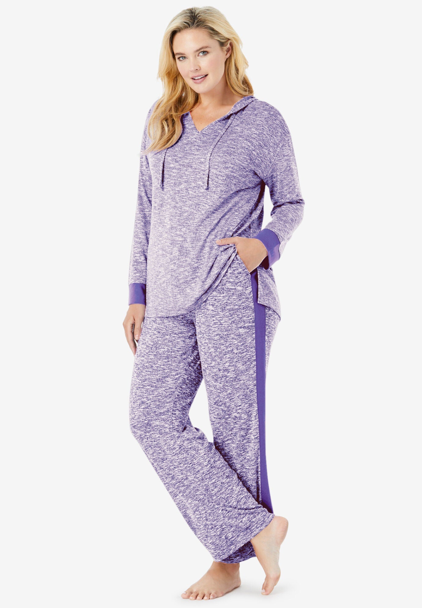 Hooded Marled Jersey Top | Woman Within