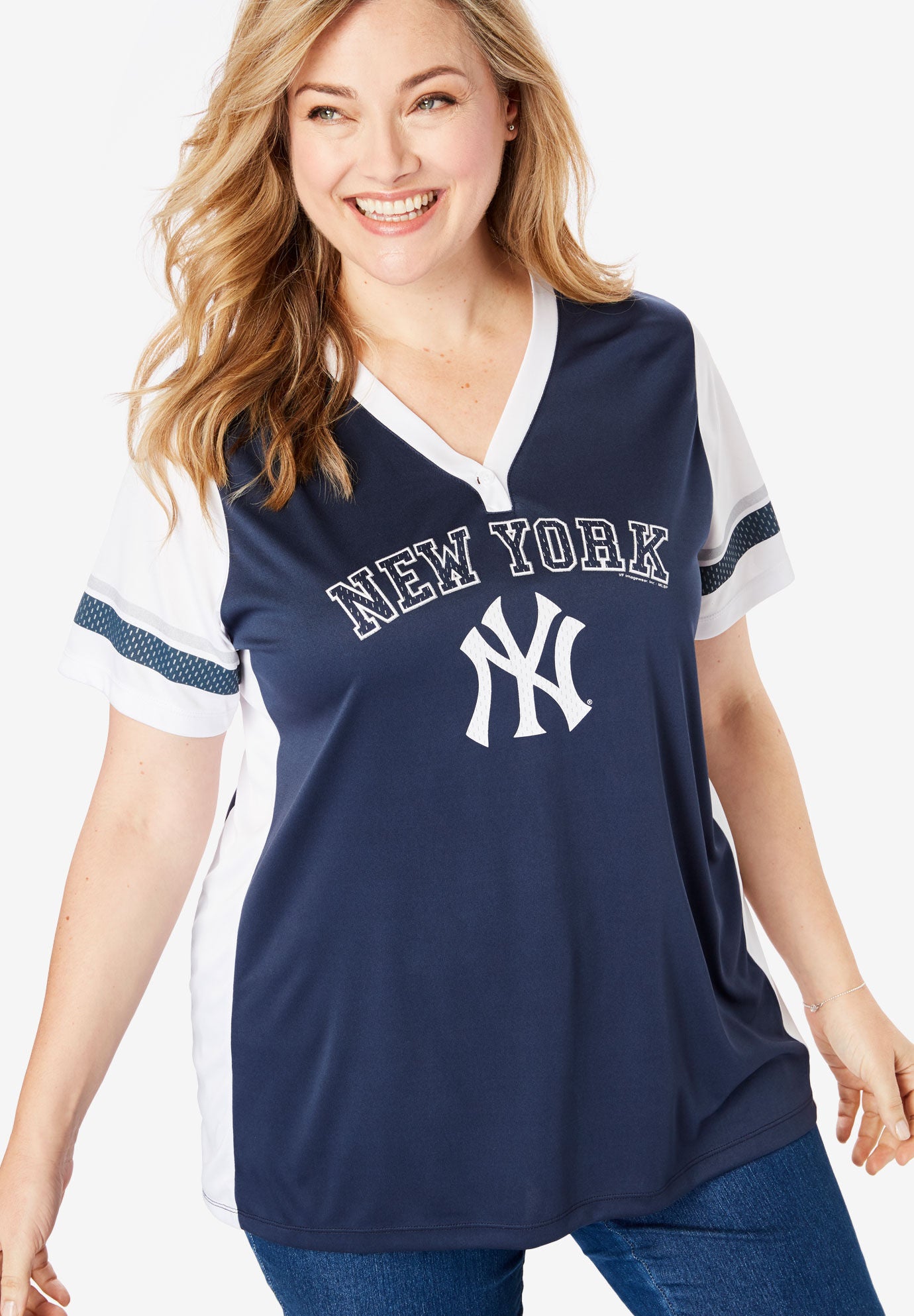 MLB Baseball Jersey - Plus Size V-Neck Top, Giants | Woman Within