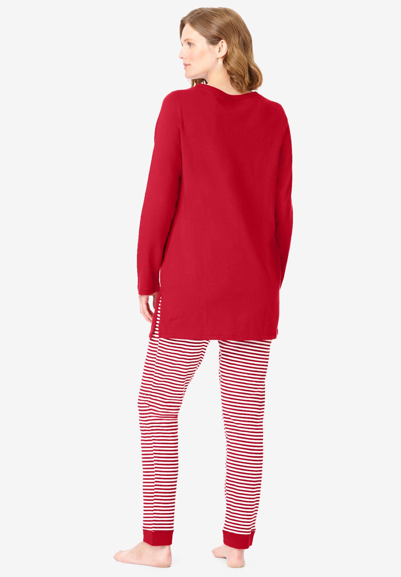 Henley Tunic Jogger PJ Set - Cozy Sleepwear, Dark Turq Plaid | Woman Within