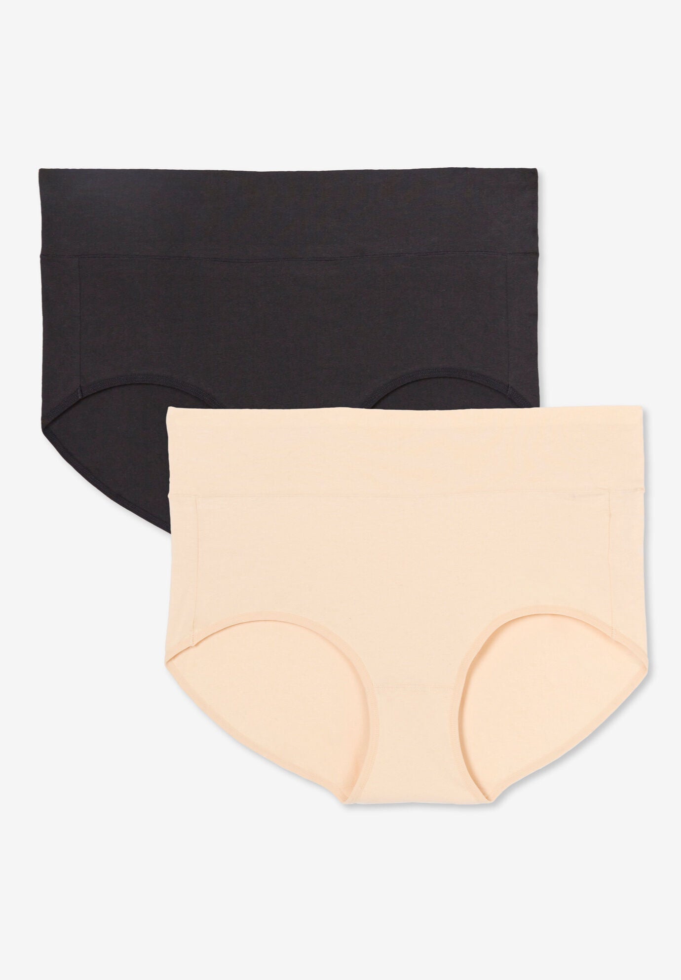 Cotton Spandex Brief 2-Pack Comfort Waist, Basic Pack | Woman Within