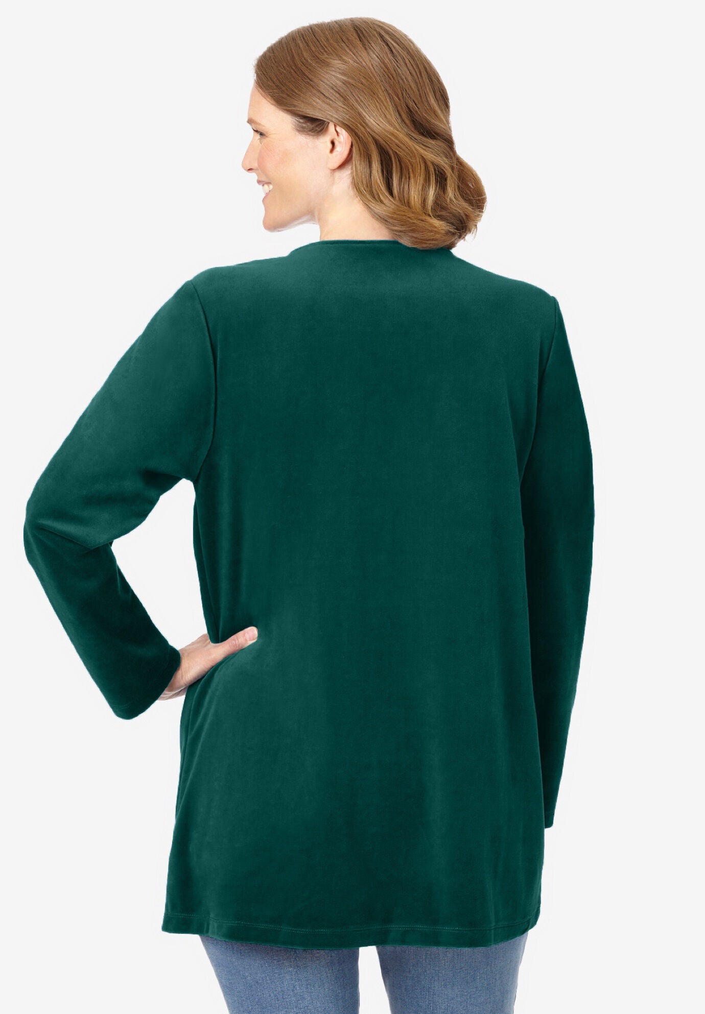 Knit velour tunic shirt in a comfortable A-line with pintucks | Woman ...