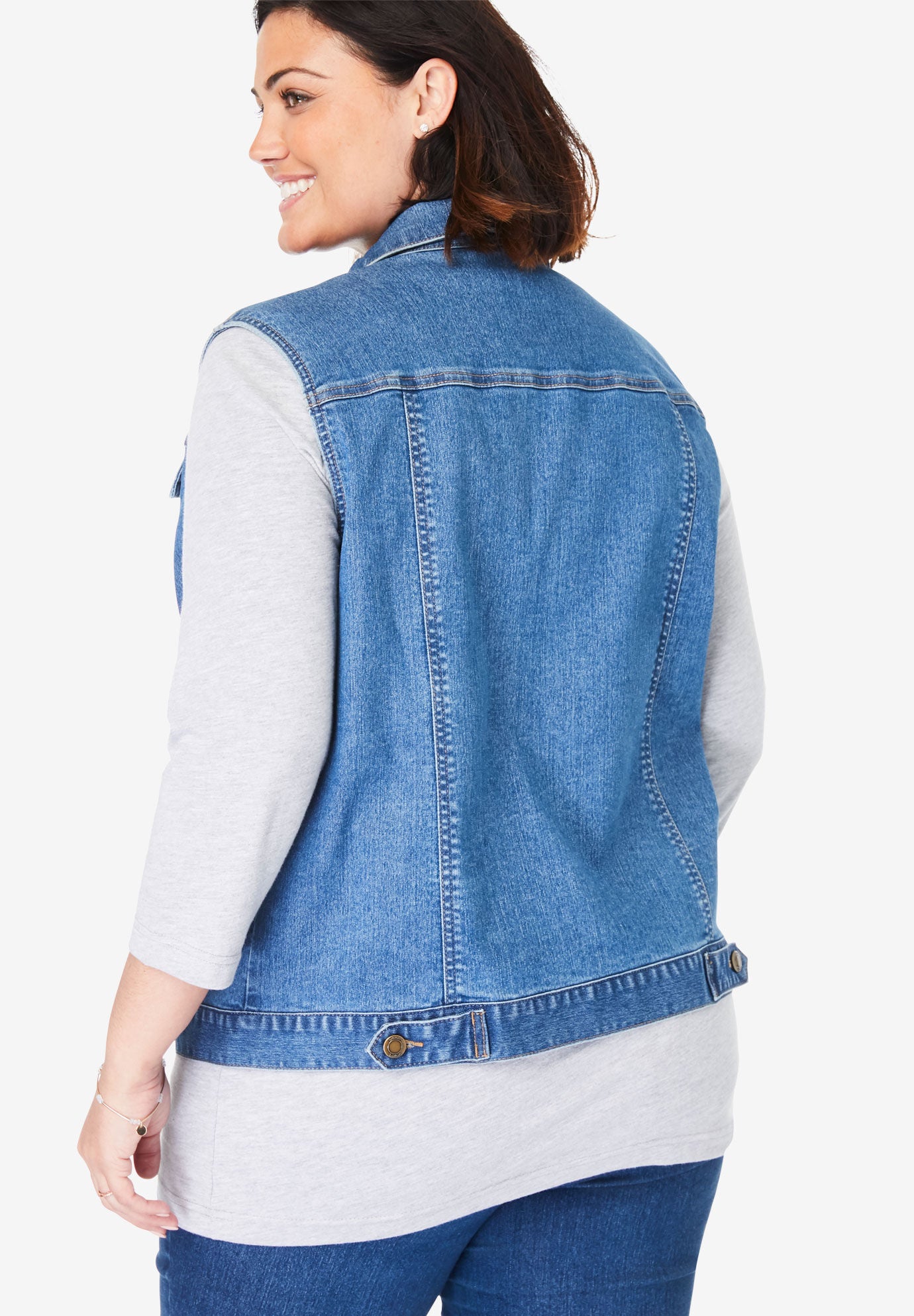 Stretch Denim Vest for Plus Size Women, Light Stonewash | Woman Within