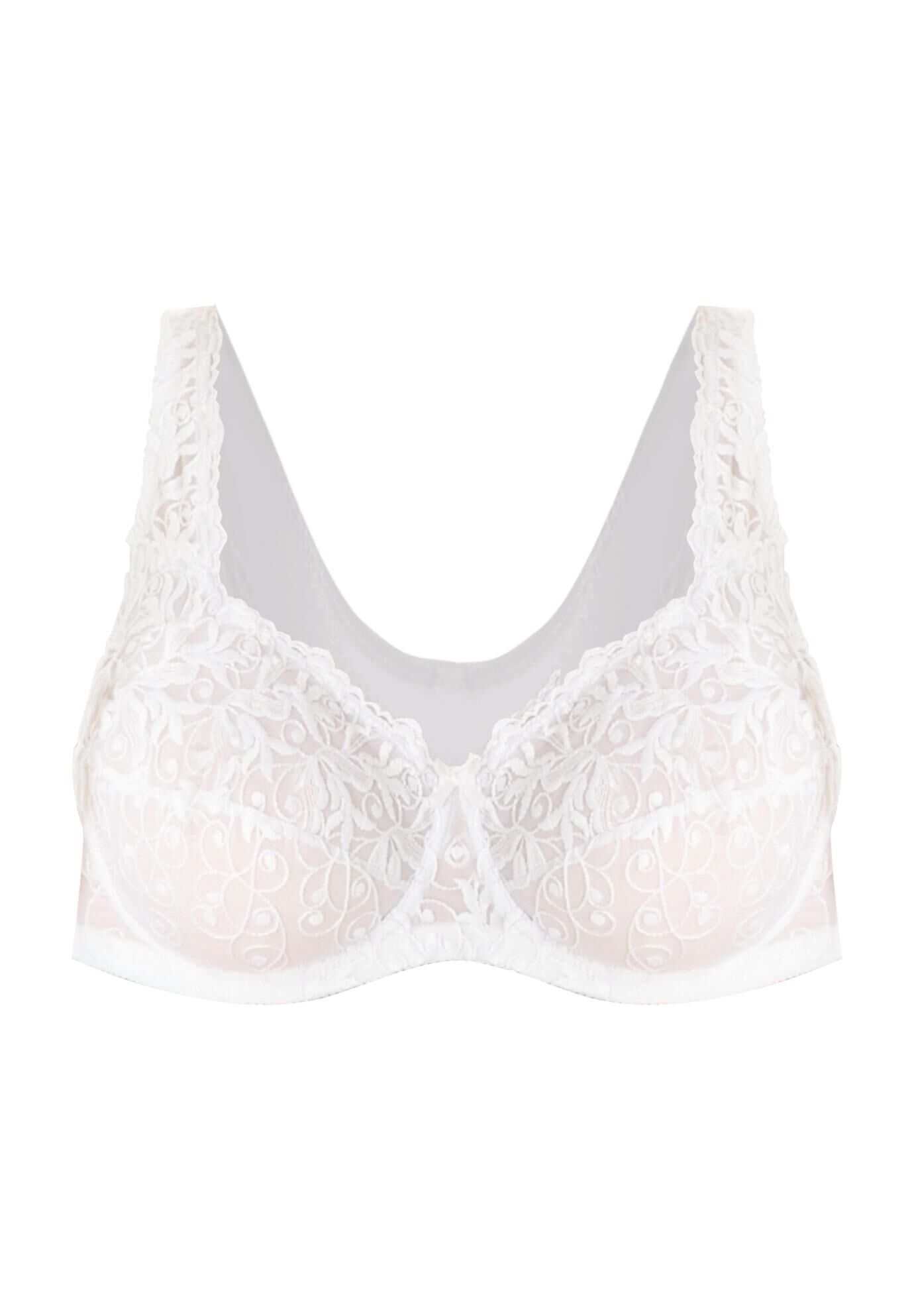 Full-Coverage Embroidered Underwire Bra, White | Woman Within
