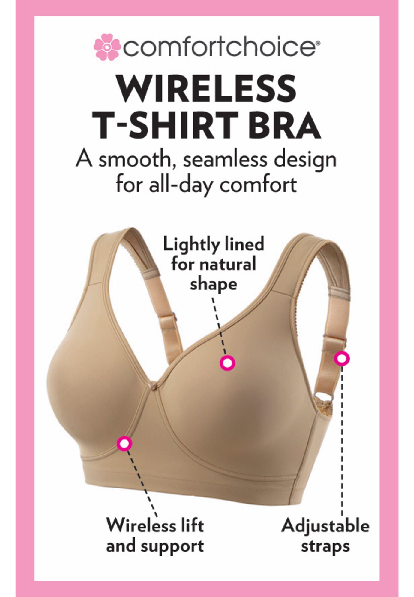 Wireless Microfiber Bra - Full Coverage Uplift, White | Woman Within