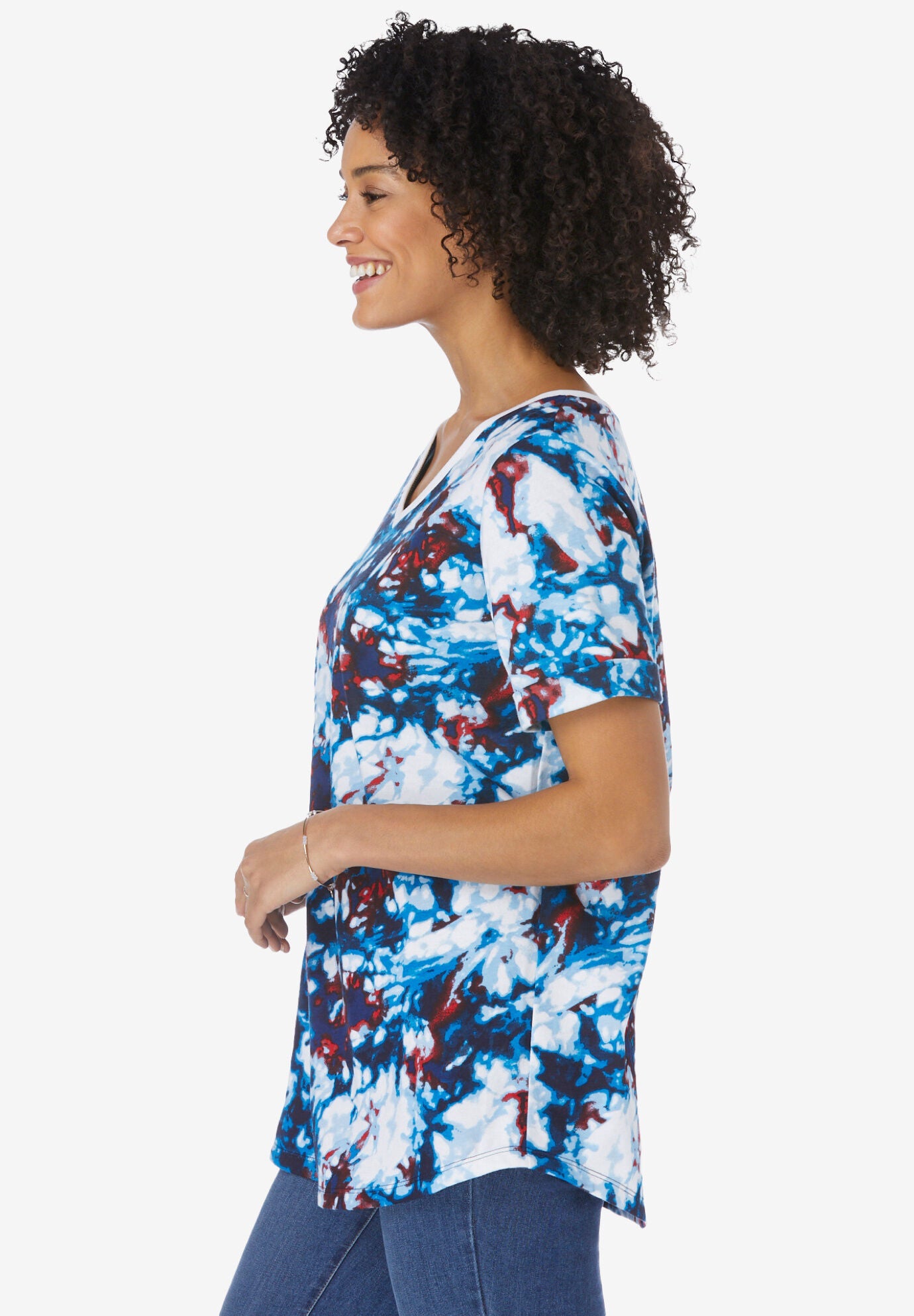 Cuffed Americana Print Tee | Woman Within