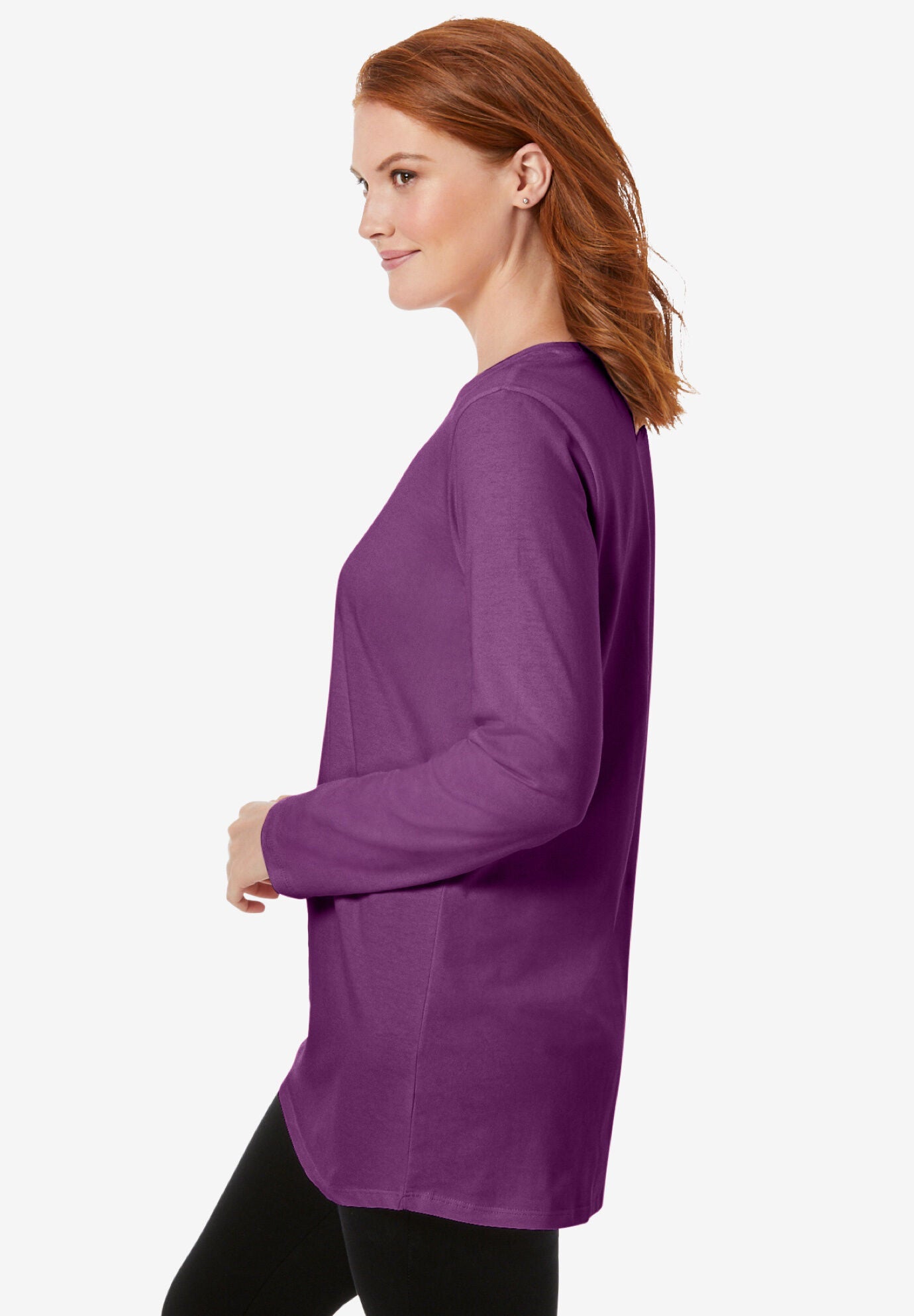 Perfect Long-Sleeve Crewneck Tunic | Woman Within