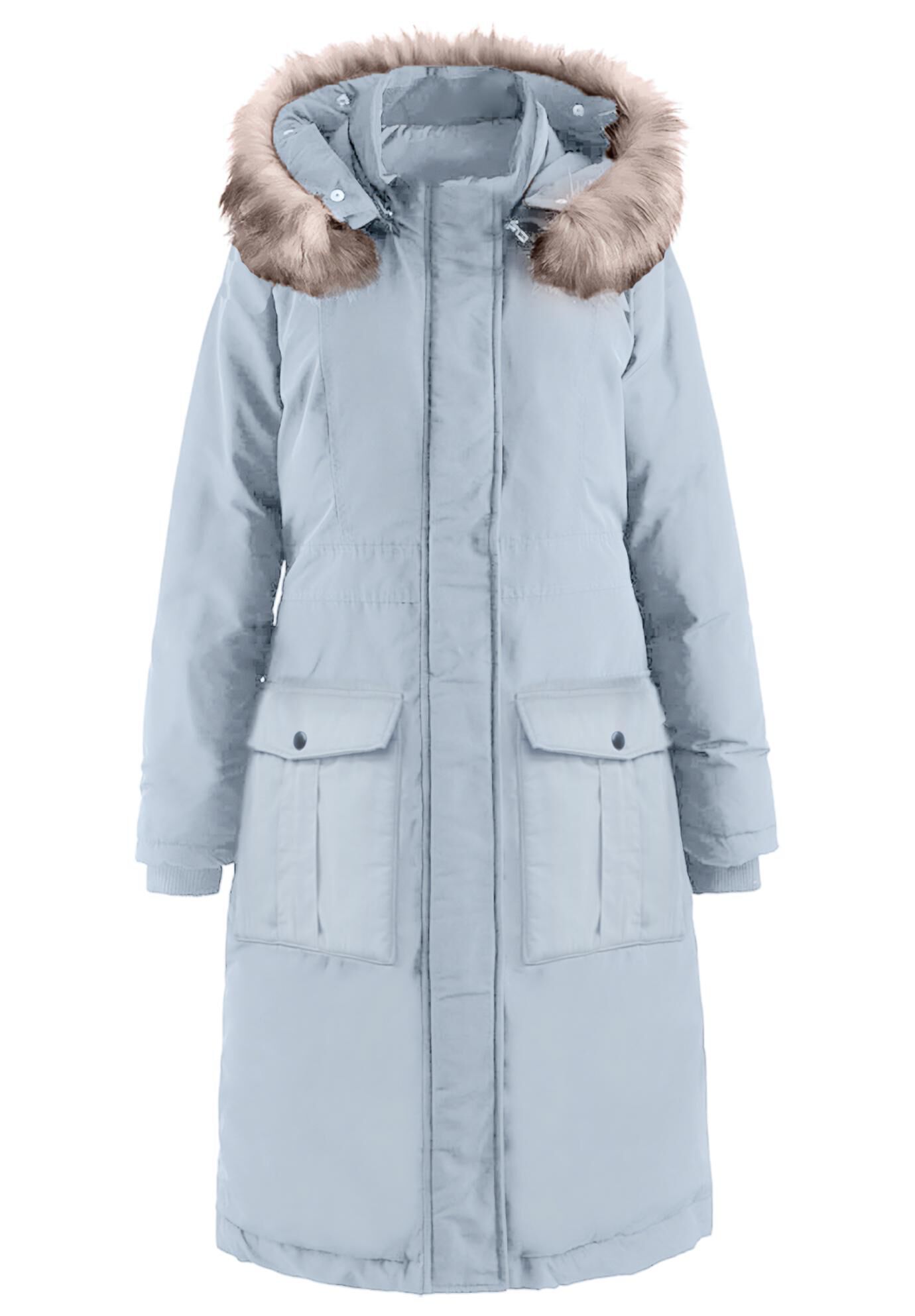 Extra Long Arctic Parka with Removable Faux Fur, Pearl Grey | Woman Within