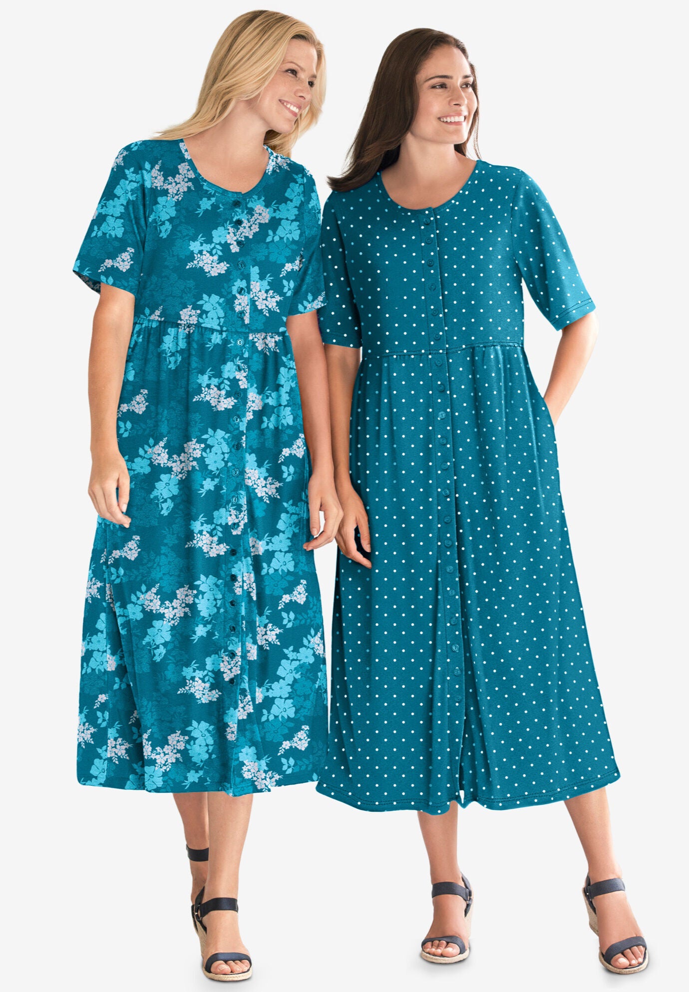 Button-Front Essential Dress | Plus Size Apparel, Radiant Purple ...