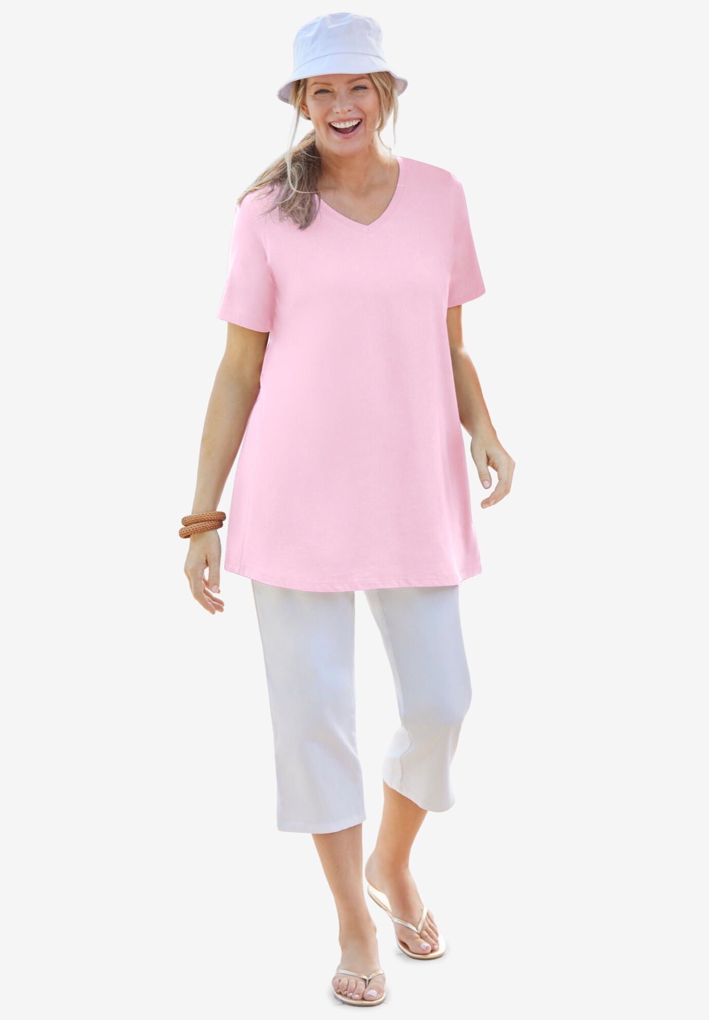 Perfect Short-Sleeve V-Neck Tunic | Woman Within